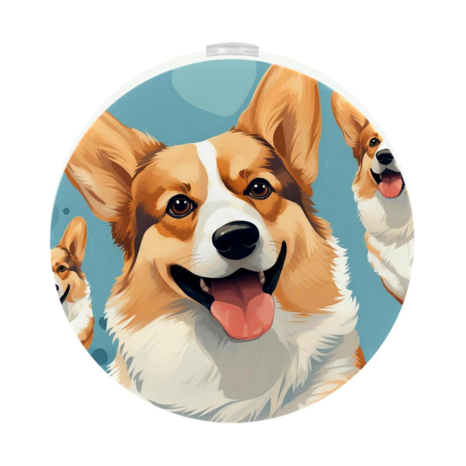 Corgi Dog LED Round Night Light-2PCS, Plug-in Dusk to Dawn Sensor Wall ...