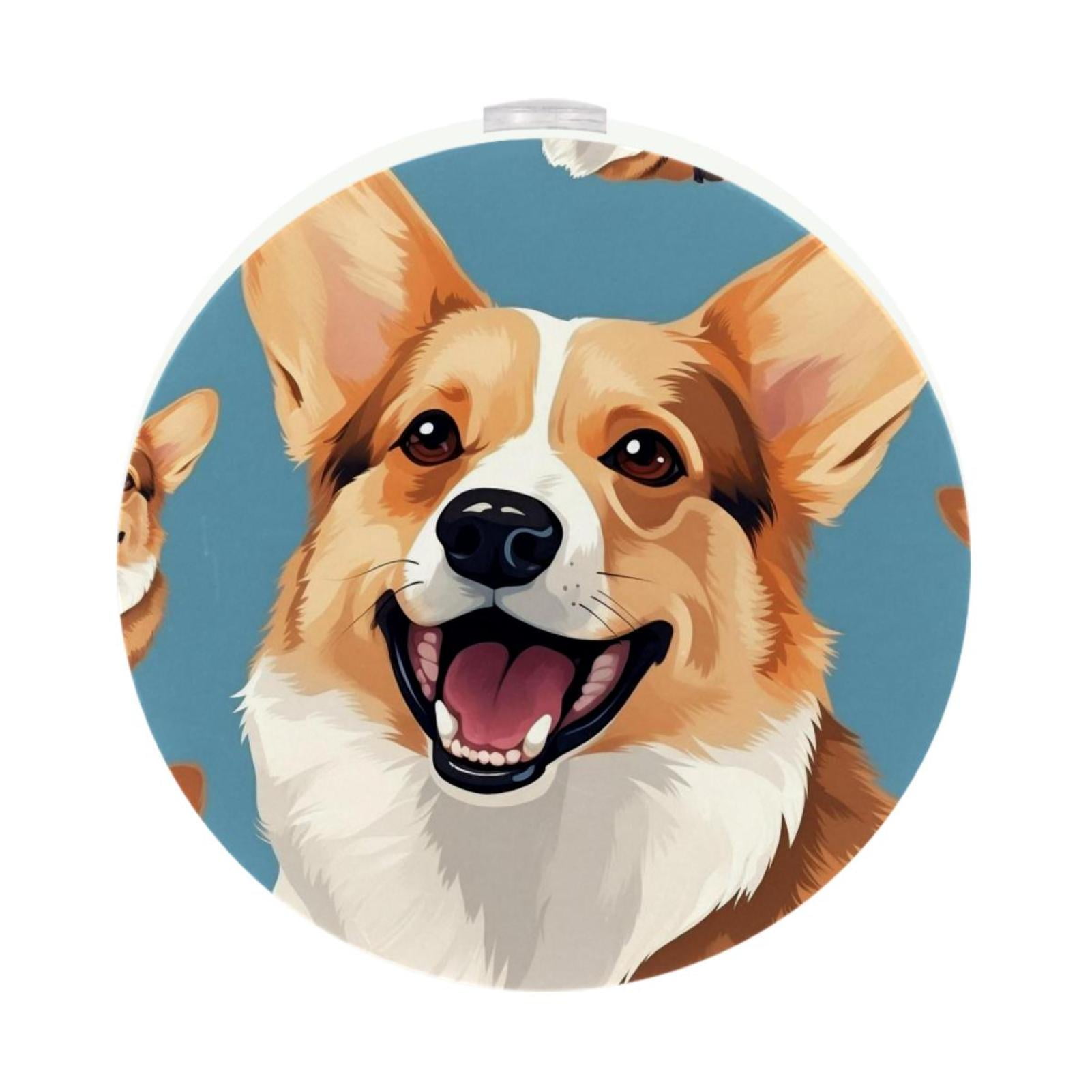Corgi Dog LED Round Night Light - 2PCS, Soft Glow Decorative ...