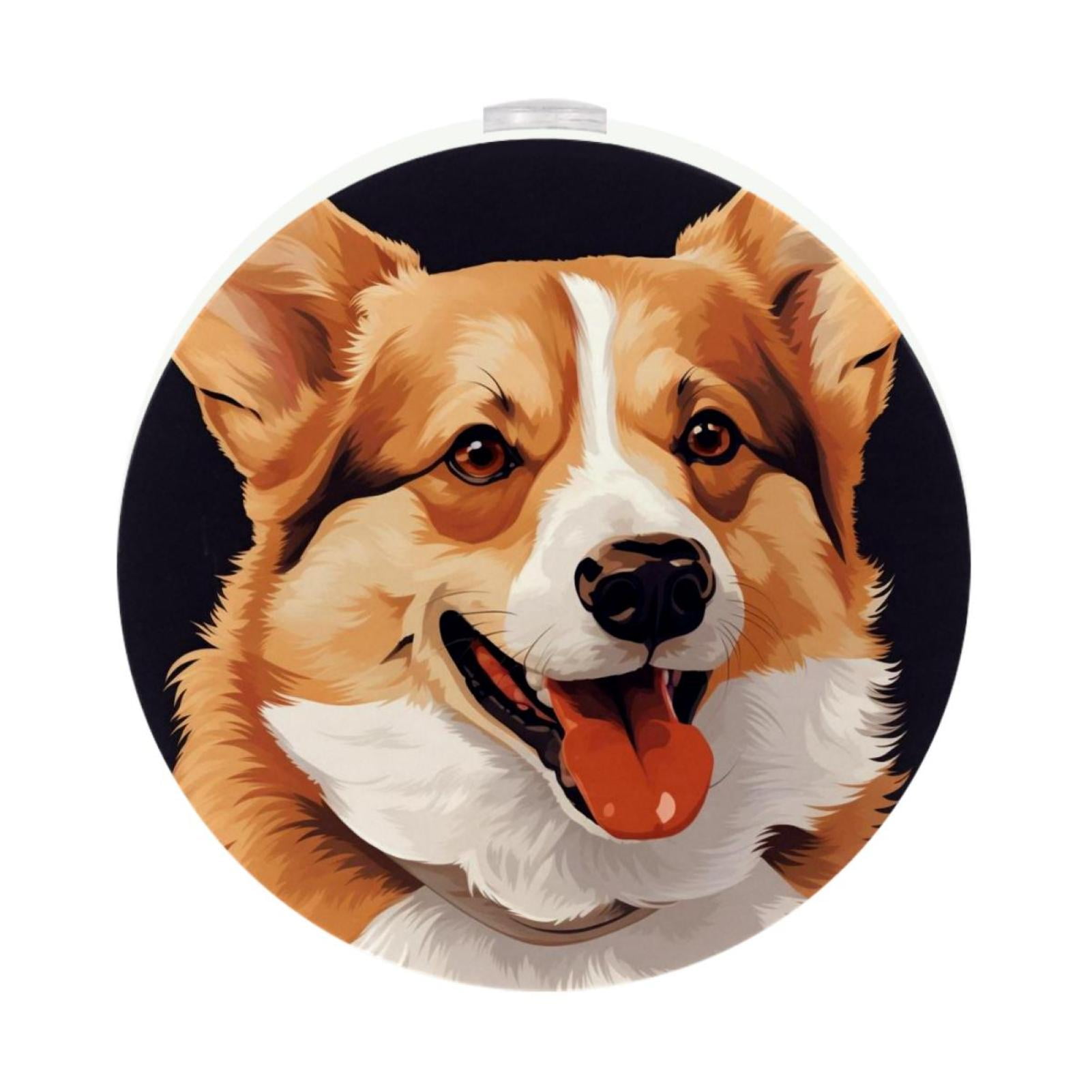 Corgi Dog LED Round Night Light- Set of 2, Portable Rechargeable Mini ...