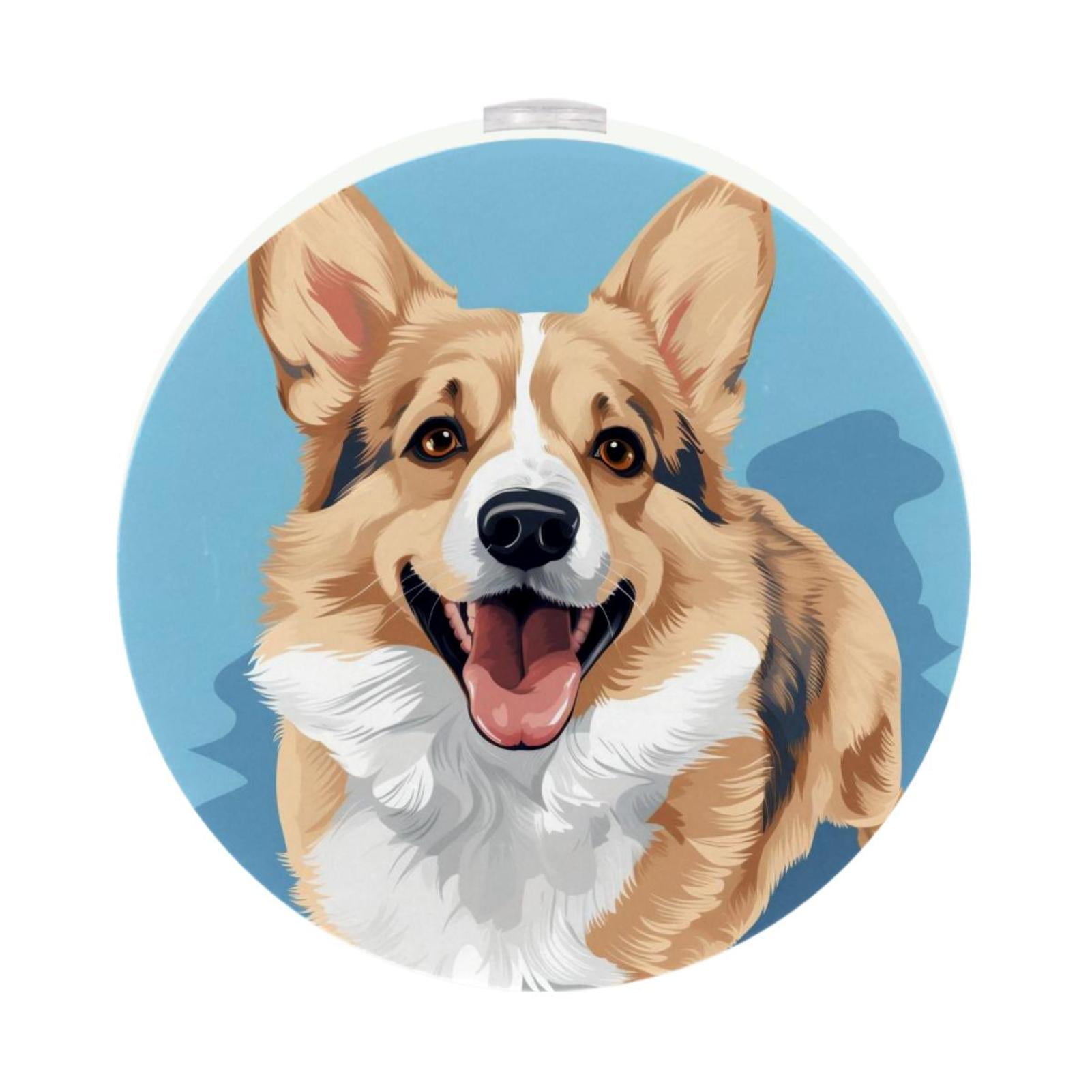 Corgi Dog LED Round Night Light- Set of 2, Portable Rechargeable Mini ...