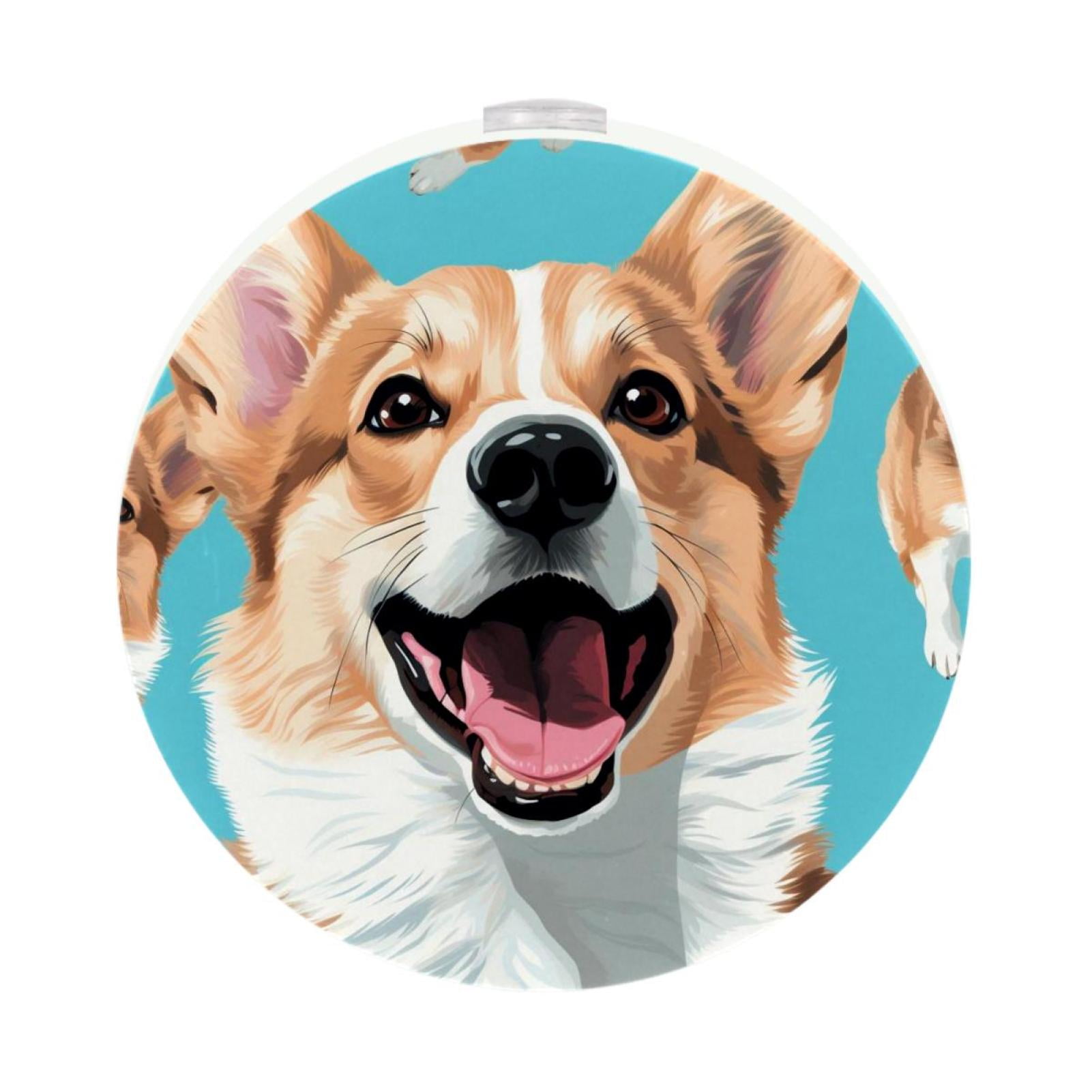 Corgi Dog Led Round Night Light-2pcs Set, Battery Powered Mini Portable ...