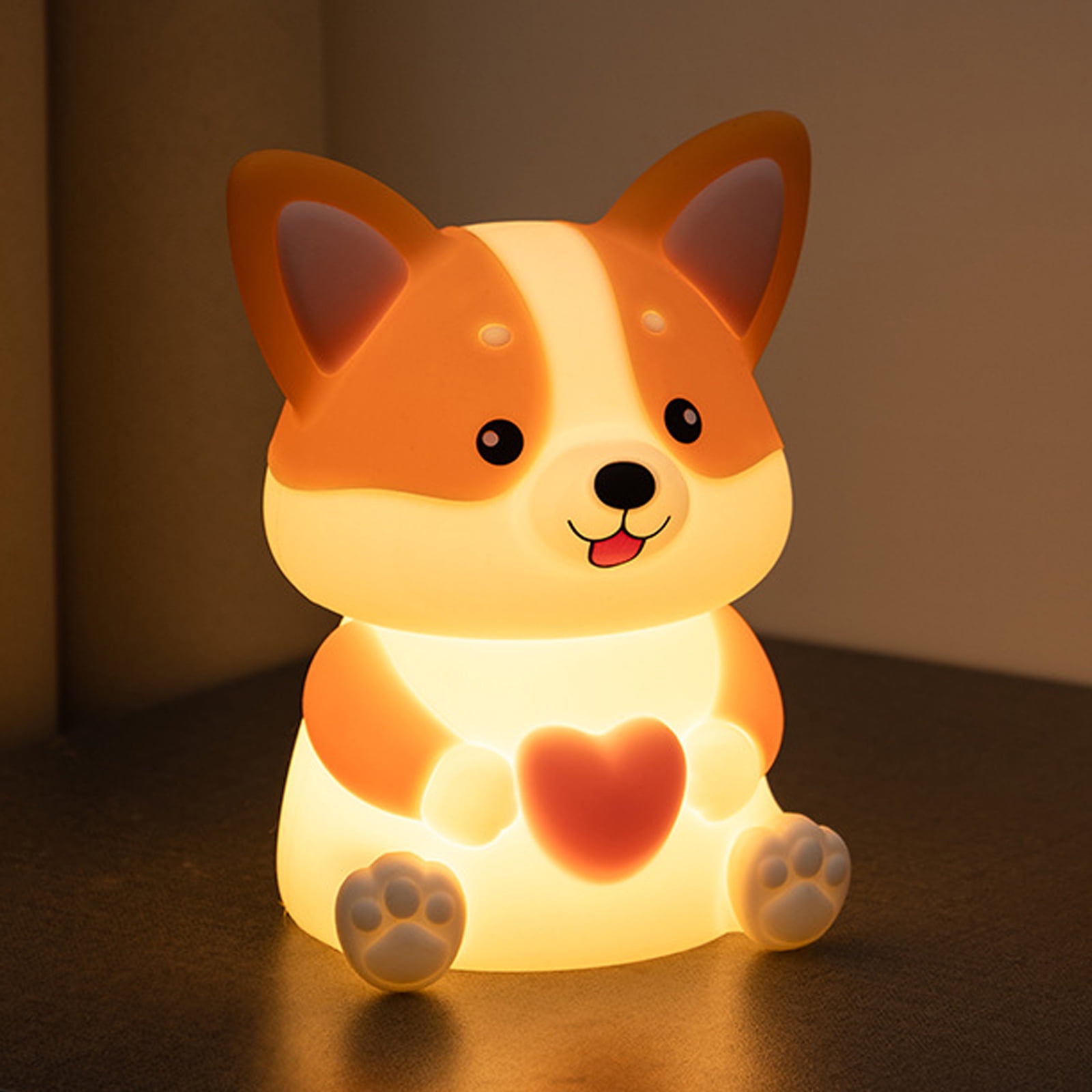 Corgi Dog Night Light for Kids, Rechargeable Cute Puppy Silicone Night ...