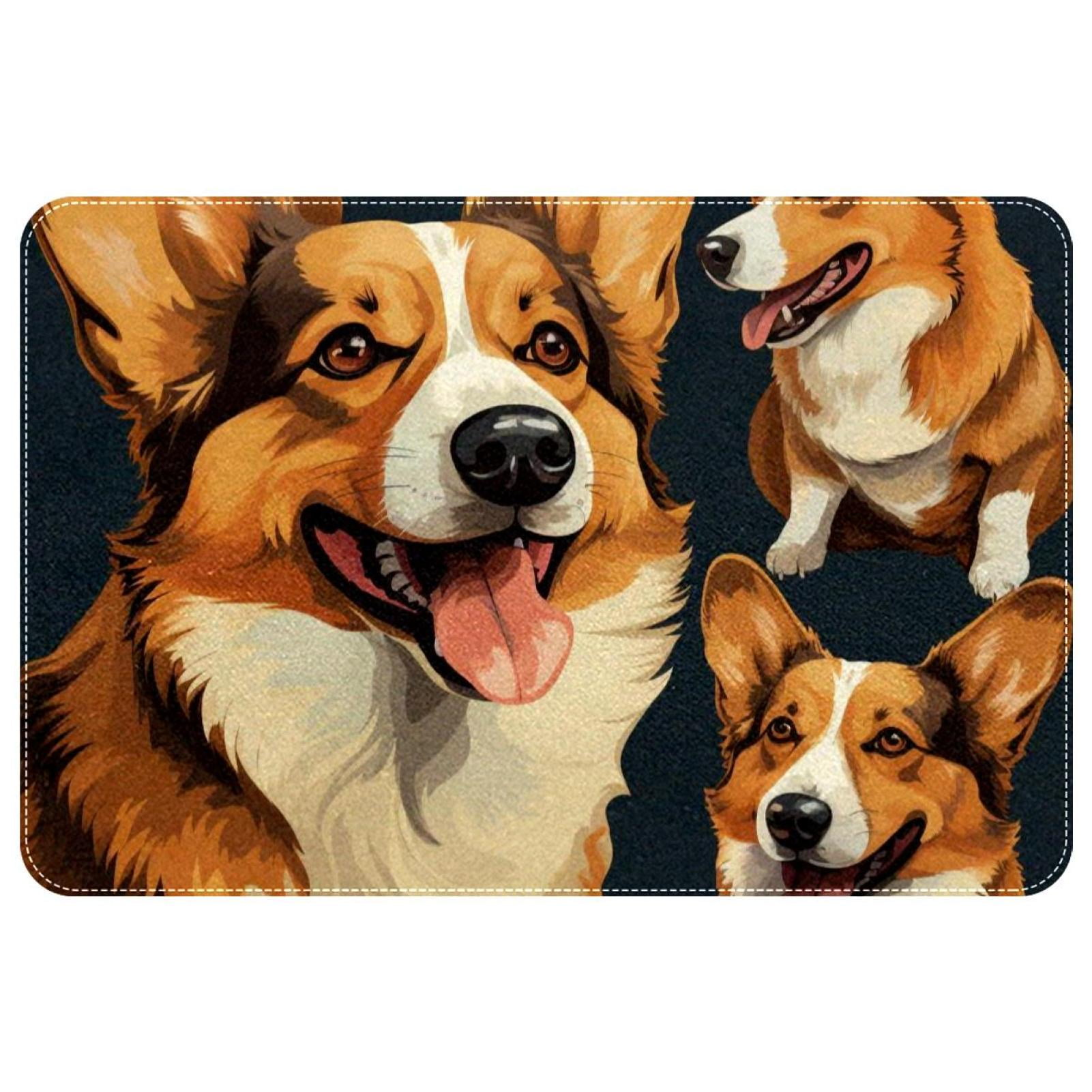 Corgi Dog Non-Slip Machine Washable Polyester Floor Carpet Office Rug ...
