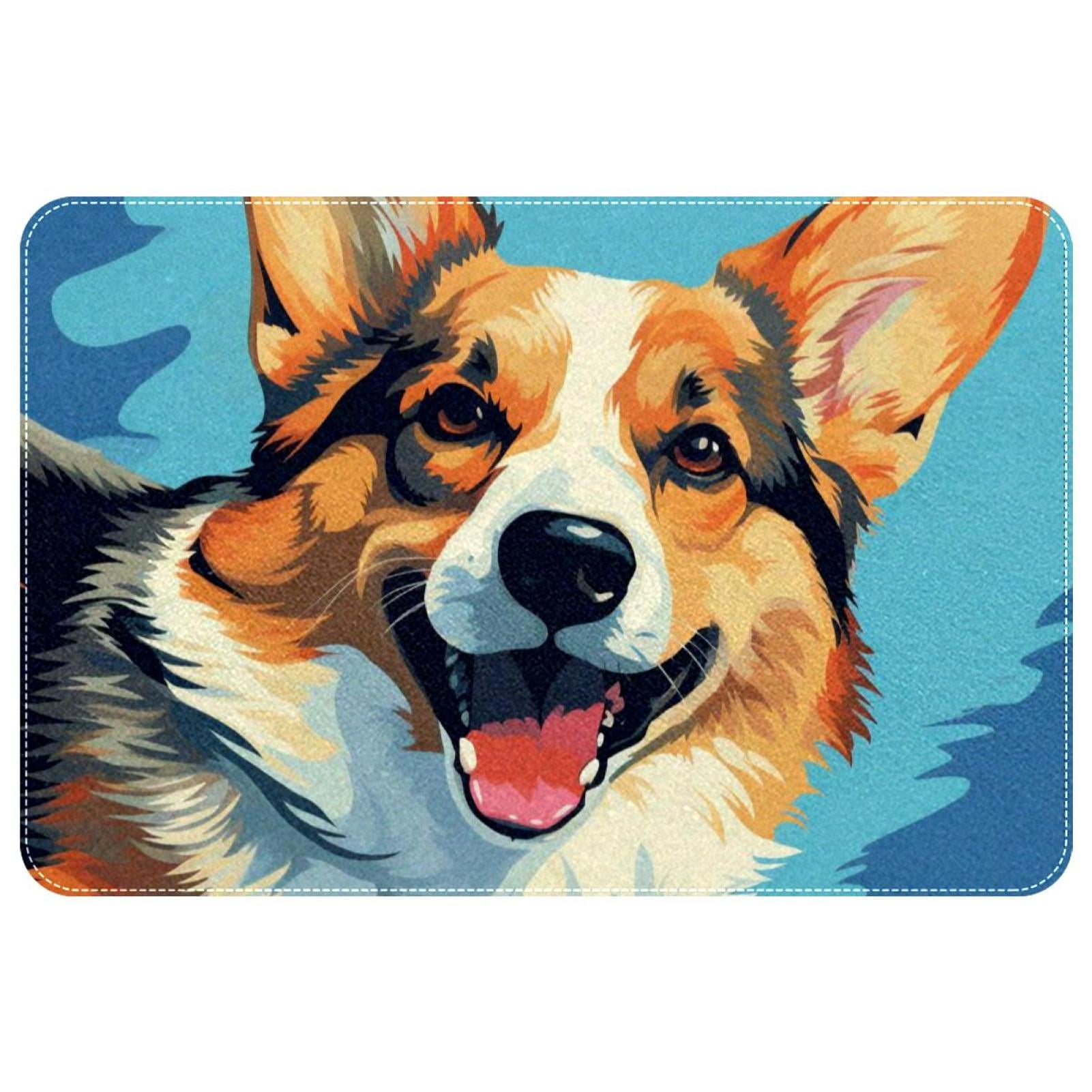 Corgi Dog Non-Slip Polyester Office Floor Mat Carpet Rug - Machine ...