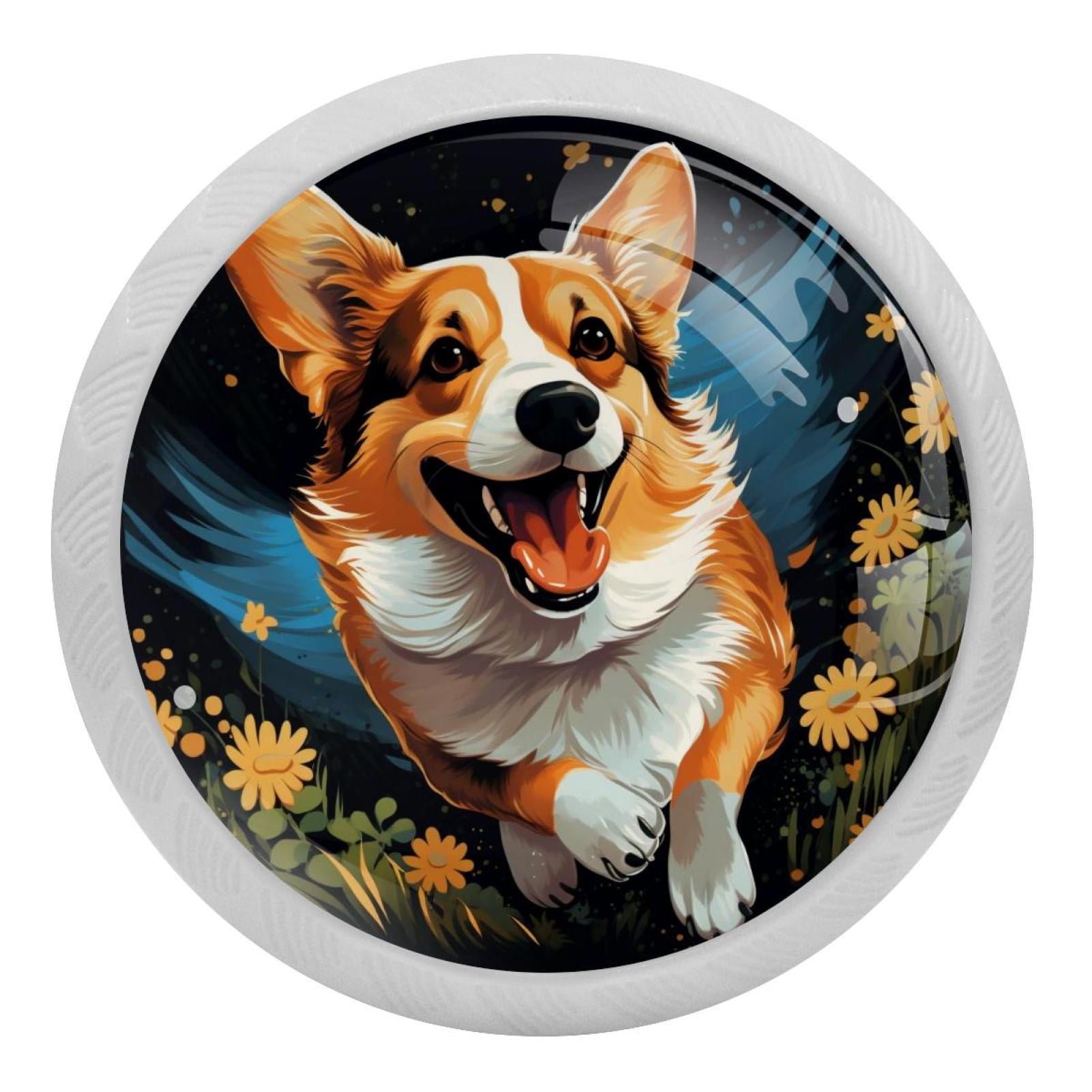 Corgi Dog Round Glow-in-the-Dark Fluorescent Cabinet and Dresser Knobs ...