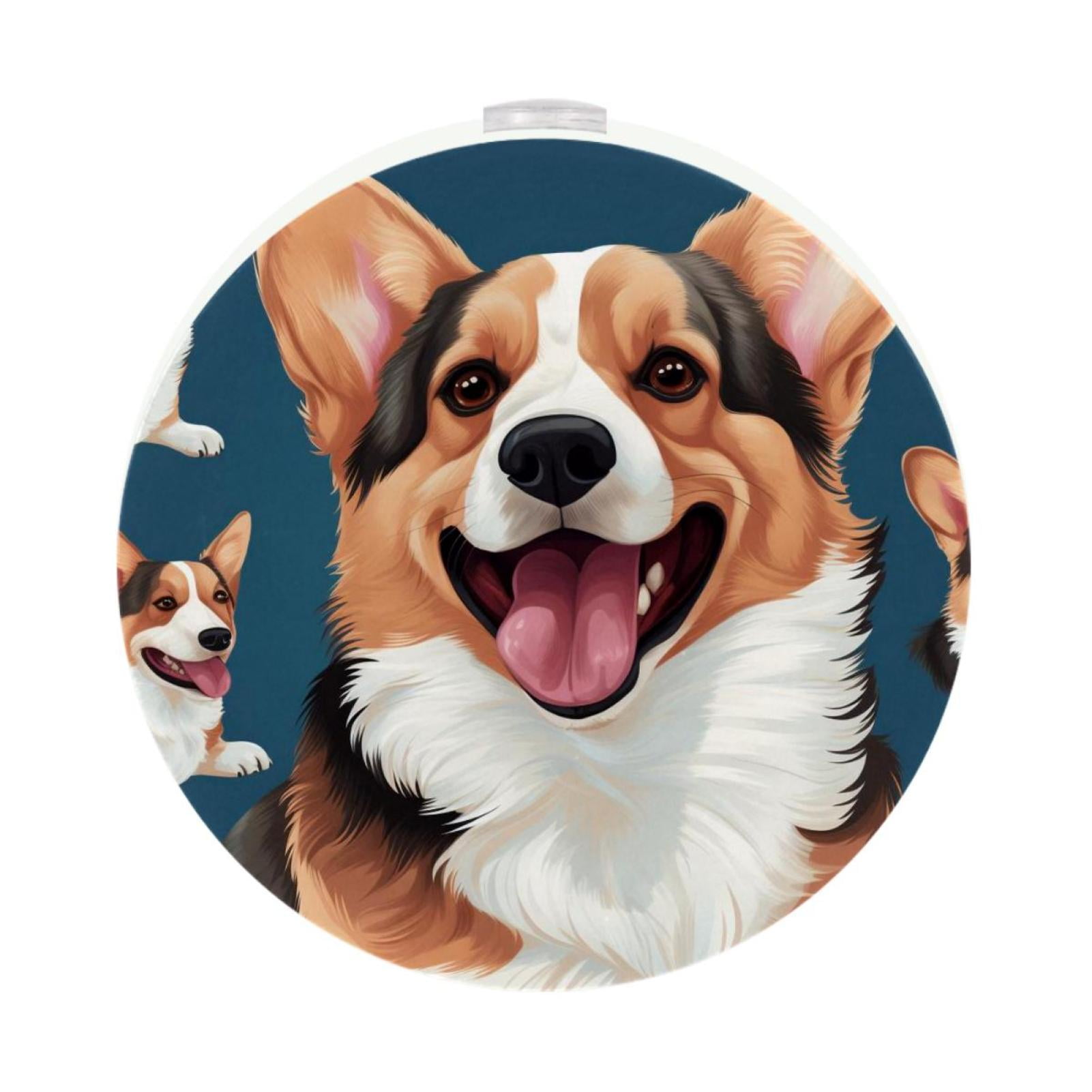 Corgi Dog Set of 2 LED Round Night Lights for Brightening up your Space ...