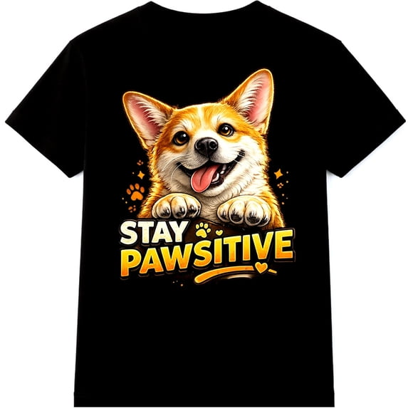 Corgi Dog Stay Pawsitive Pet Lover Cute Puppy T-Shirt - Walmart.com