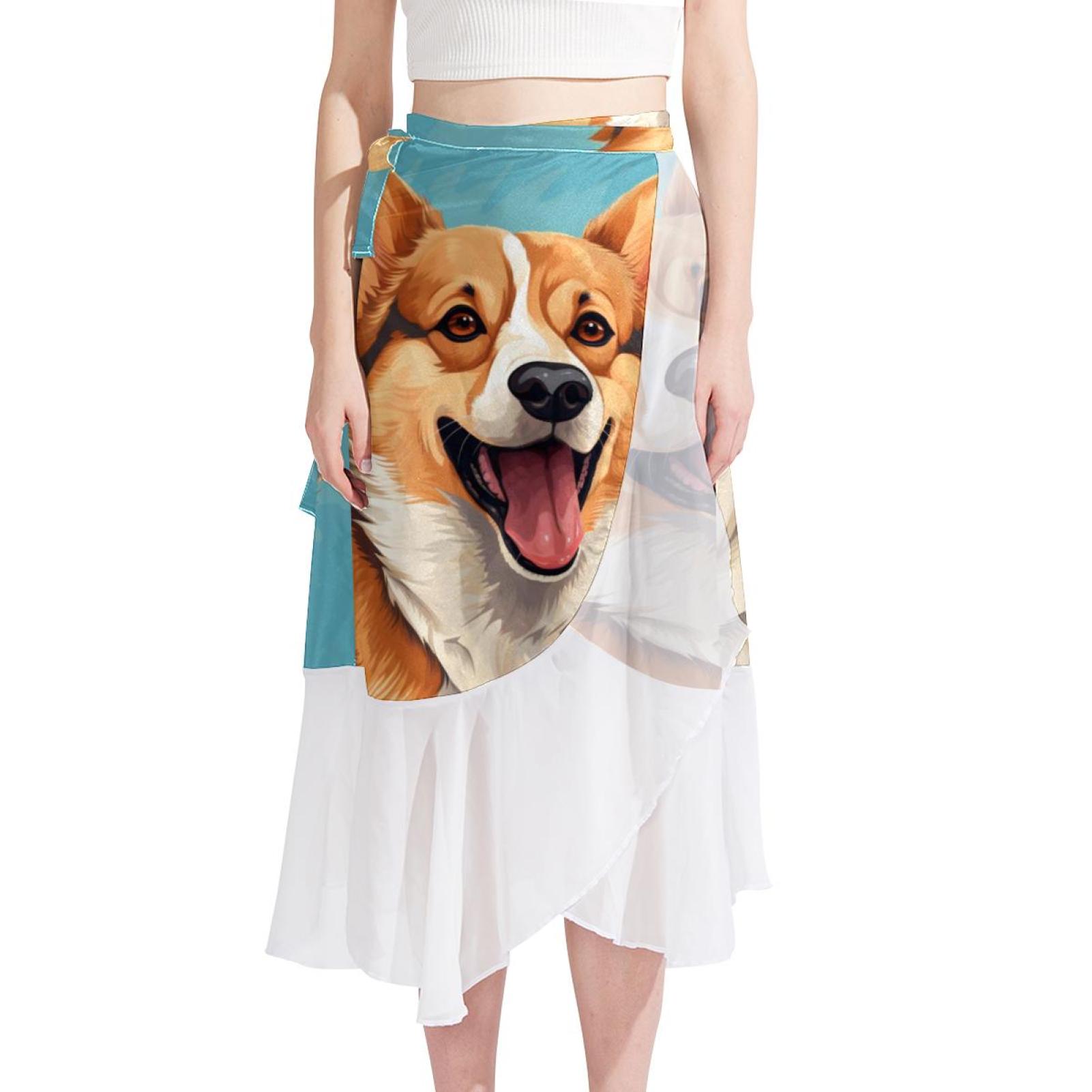 Corgi Dog Stylish Chiffon Beach Dresses with Polyester Straps - for ...