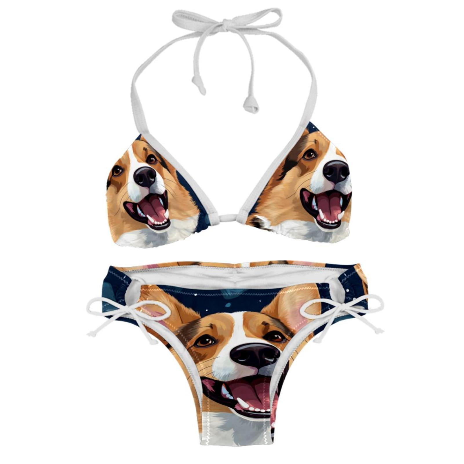 Corgi Dog Swimsuit Women Bikini Set with Detachable Sponge and ...