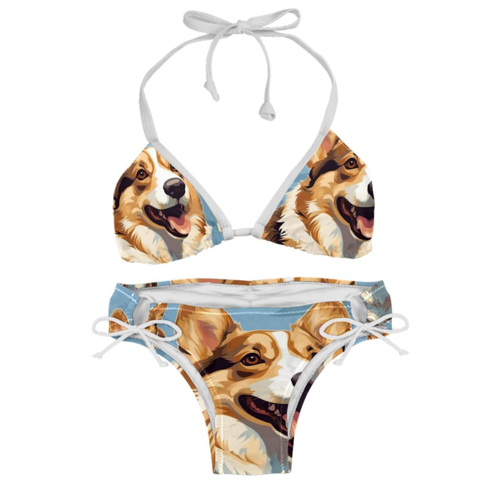 Corgi Dog Swimsuit Women Bikini Sets, Detachable Sponge Adjustable ...