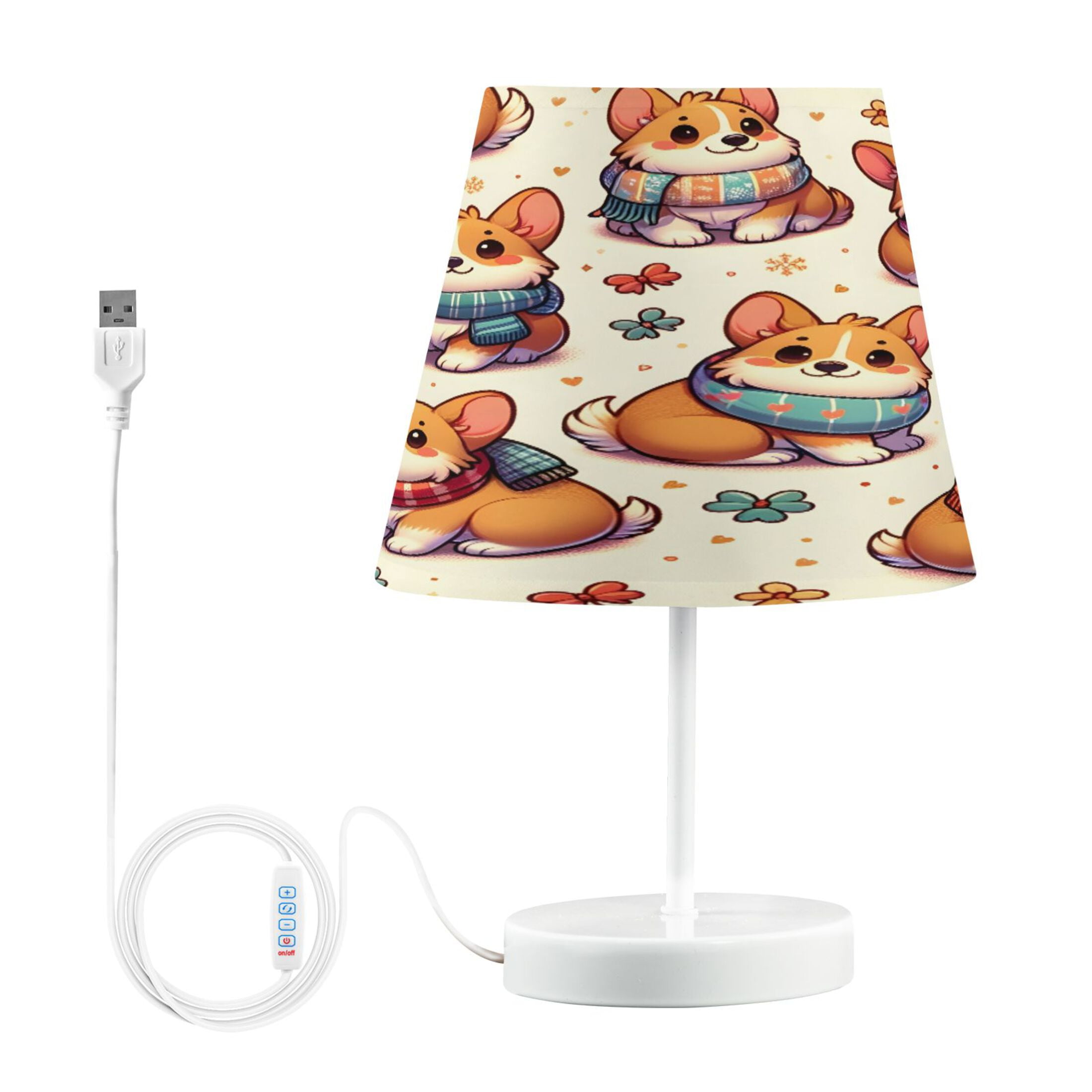 Corgi Dog Wearing Scarves Desk Lamp LED Table Nightstand Lamps with 3 ...