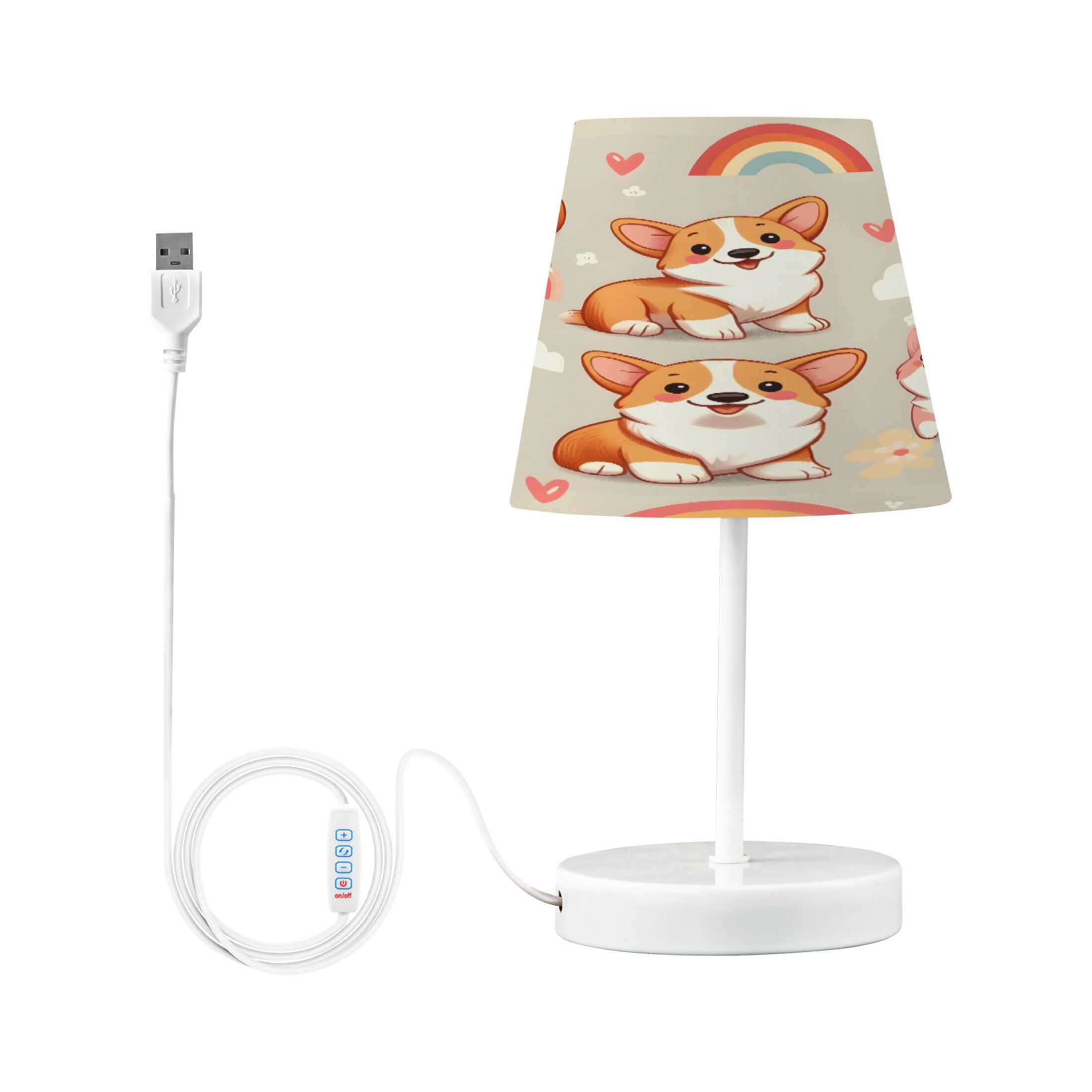 Corgi Dog and Rainbow Desk Lamp LED Table Nightstand Lamps with 3 Color ...