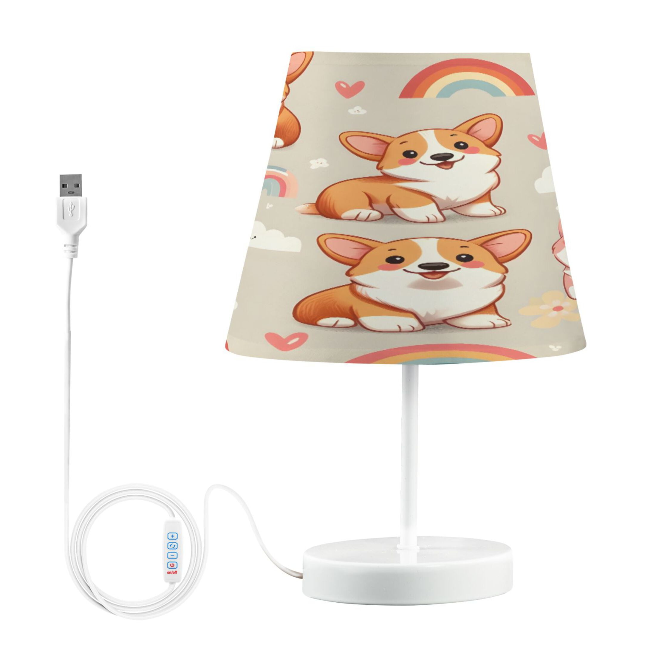 Corgi Dog and Rainbow Desk Lamp LED Table Nightstand Lamps with 3 Color ...