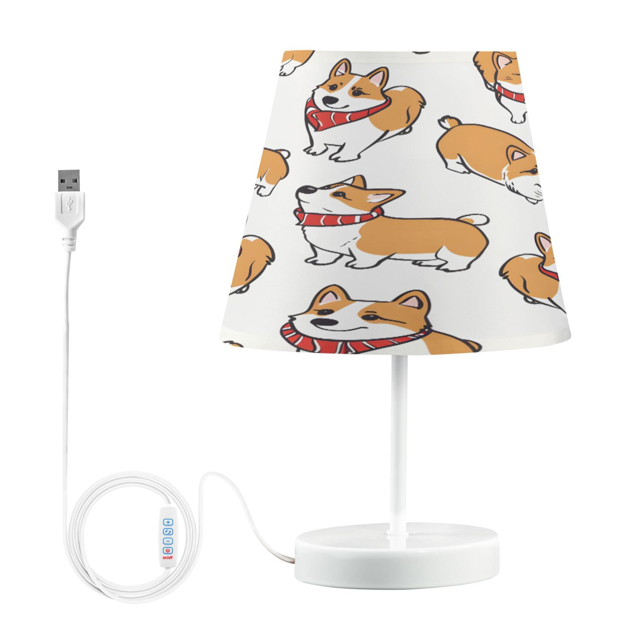 Corgi Dog with Scarves Desk Lamp LED Table Nightstand Lamps with 3 ...
