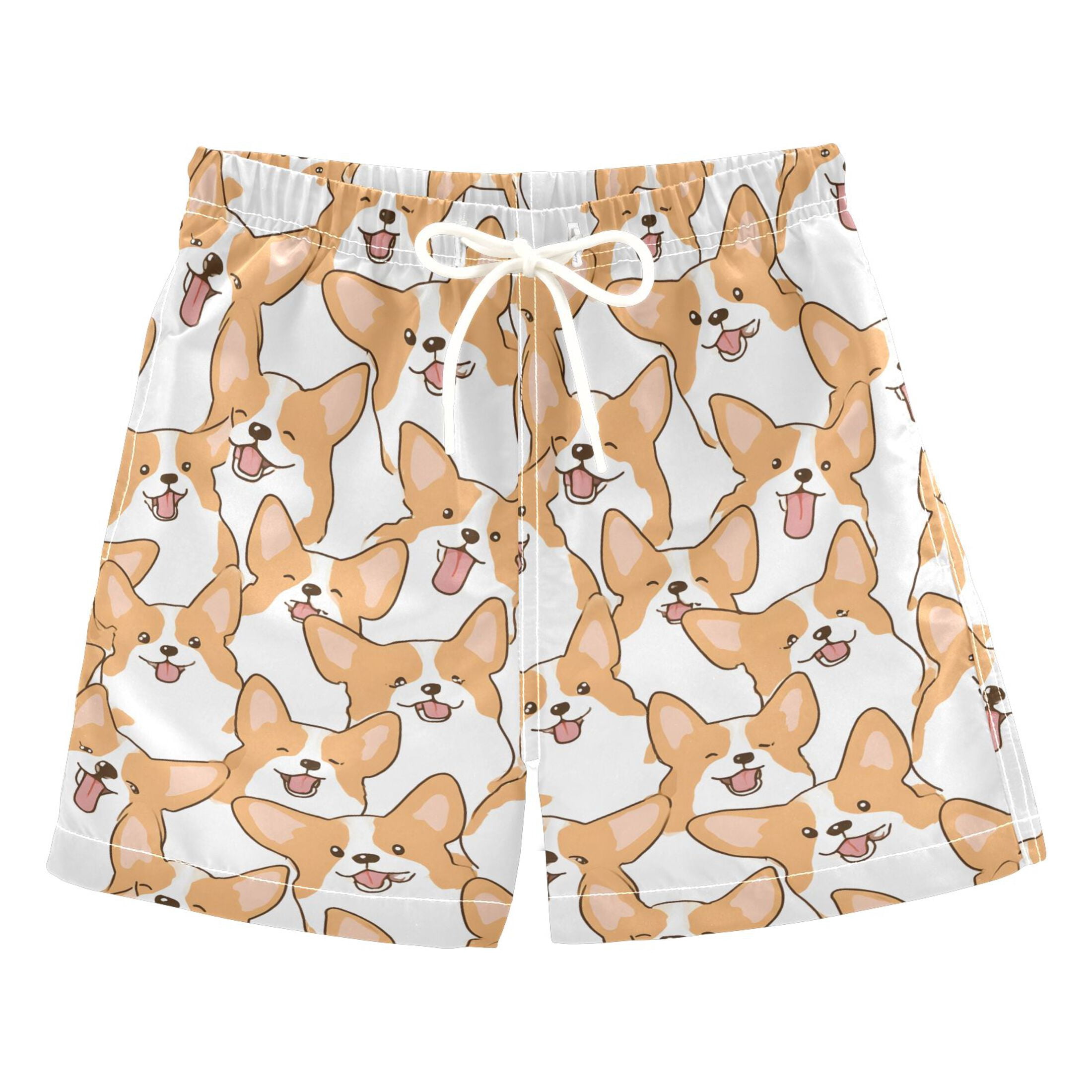 Corgi Dogs Pattern Swim Trunks Quick Dry Beach Pool Board Shorts ...