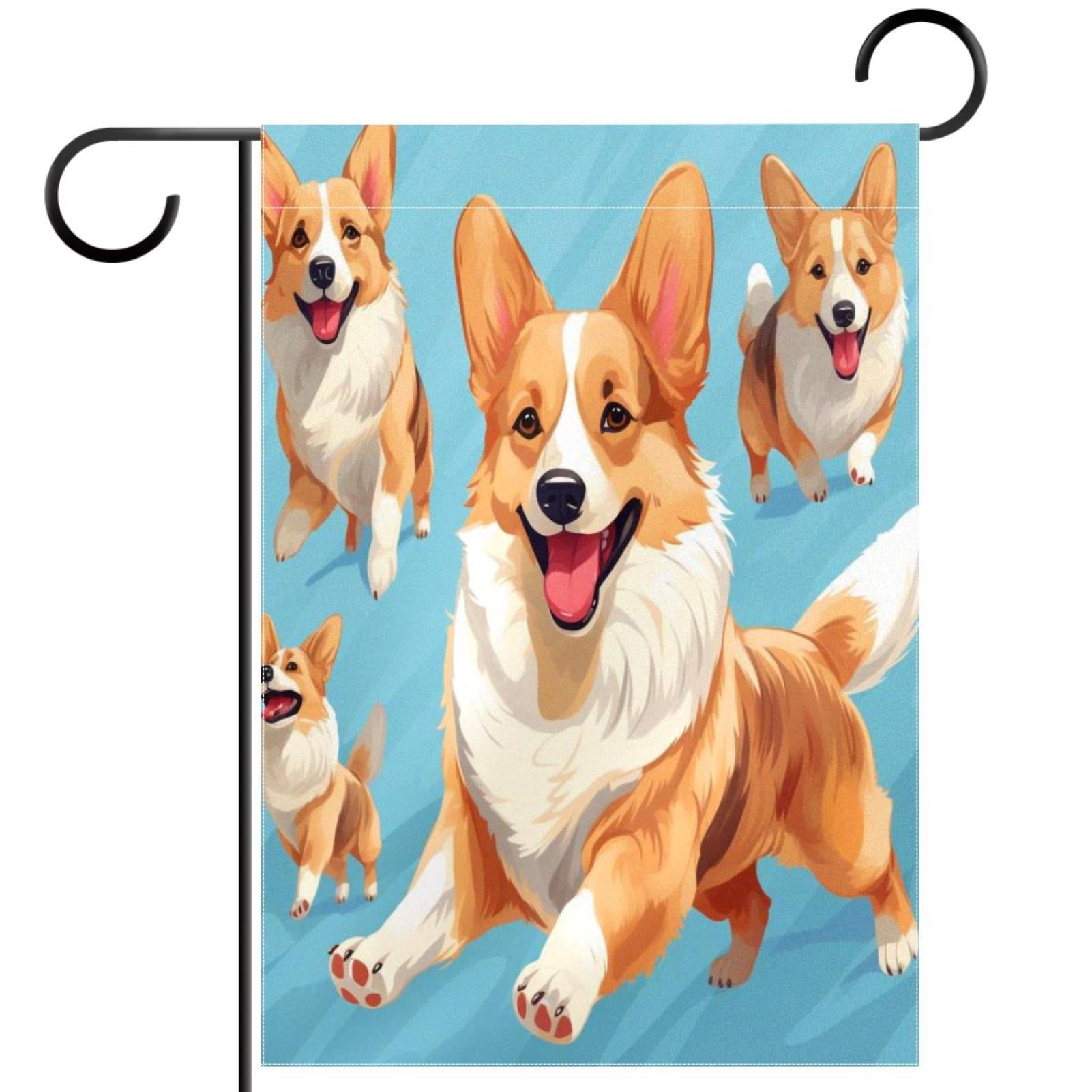 Corgi Dogs Print Art Polyester Garden Flag Banner 12 x 18 inches ...