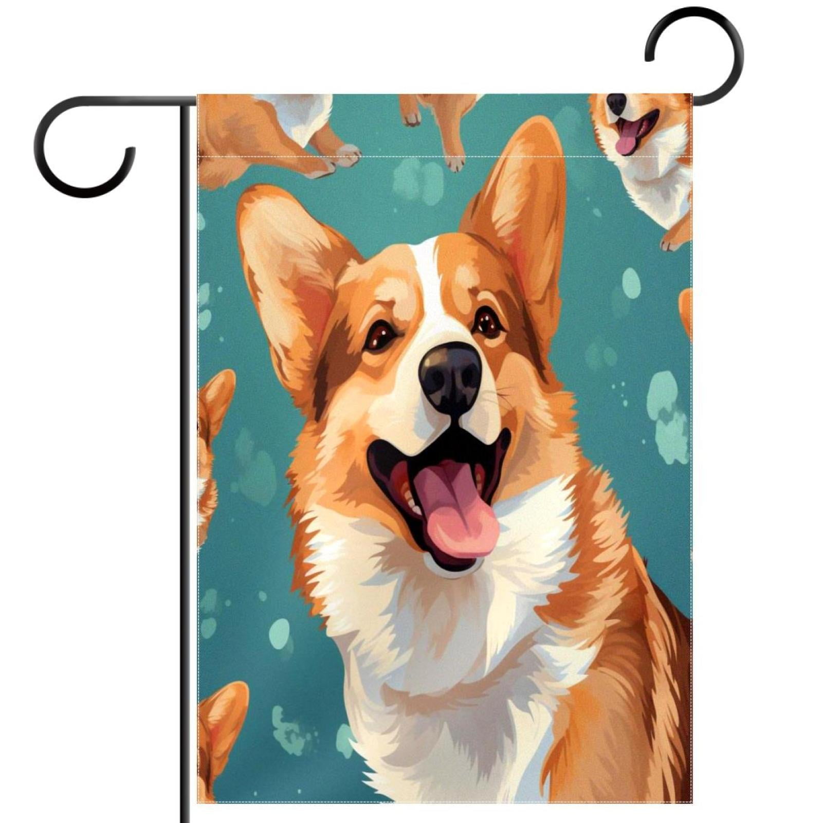 Corgi Dogs Print Polyester Garden Flag House Banner 28 x 40 inch, Two ...
