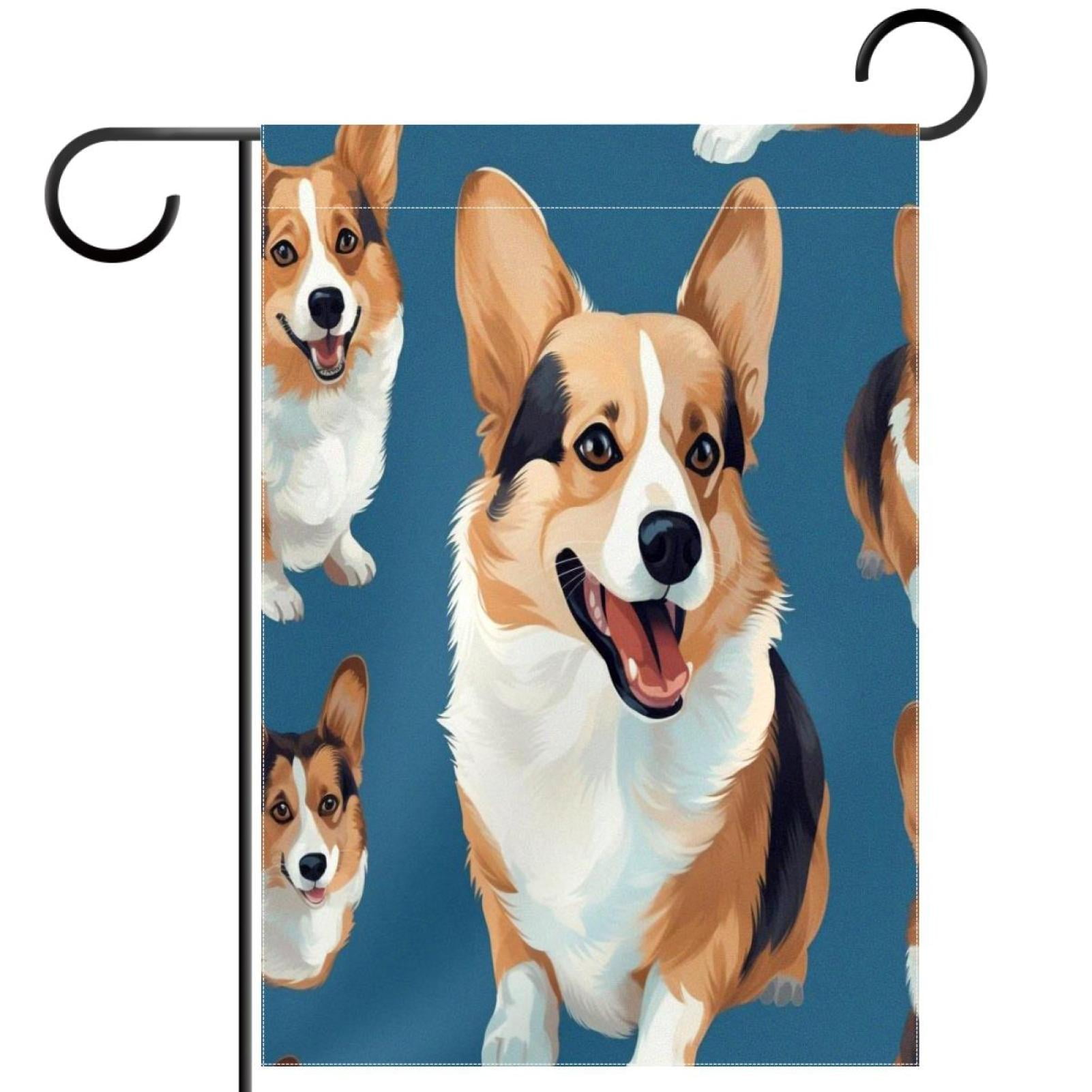 Corgi Dogs Print Polyester Garden Flag House Banner 28 x 40 inch, Two ...