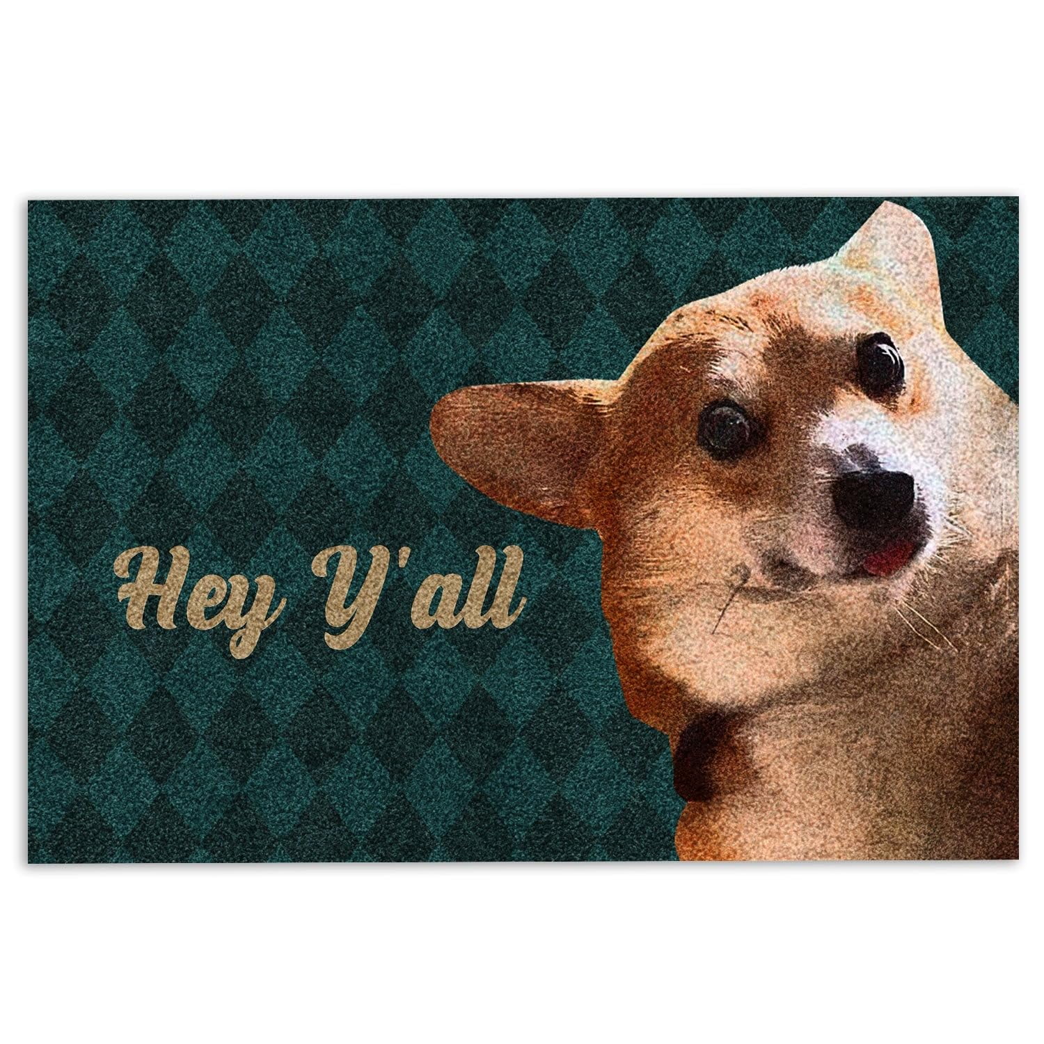 Corgi Door Mat Hey Y'all Funny Corgi Gift for Dog Puppy Lover Viridian ...