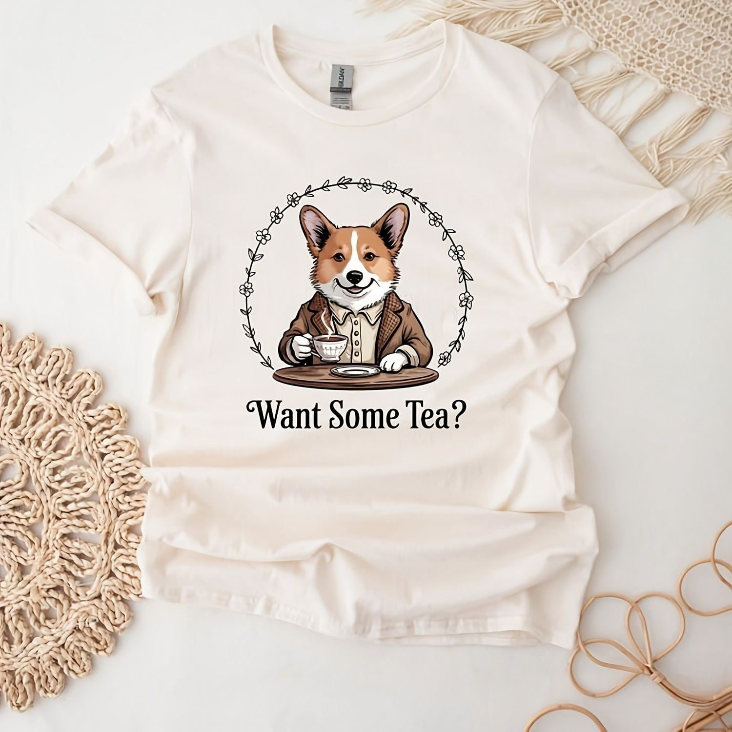 Corgi Drinking Tea T-S1Hirt For Tea Drinker Victorian Corgi For Dog ...