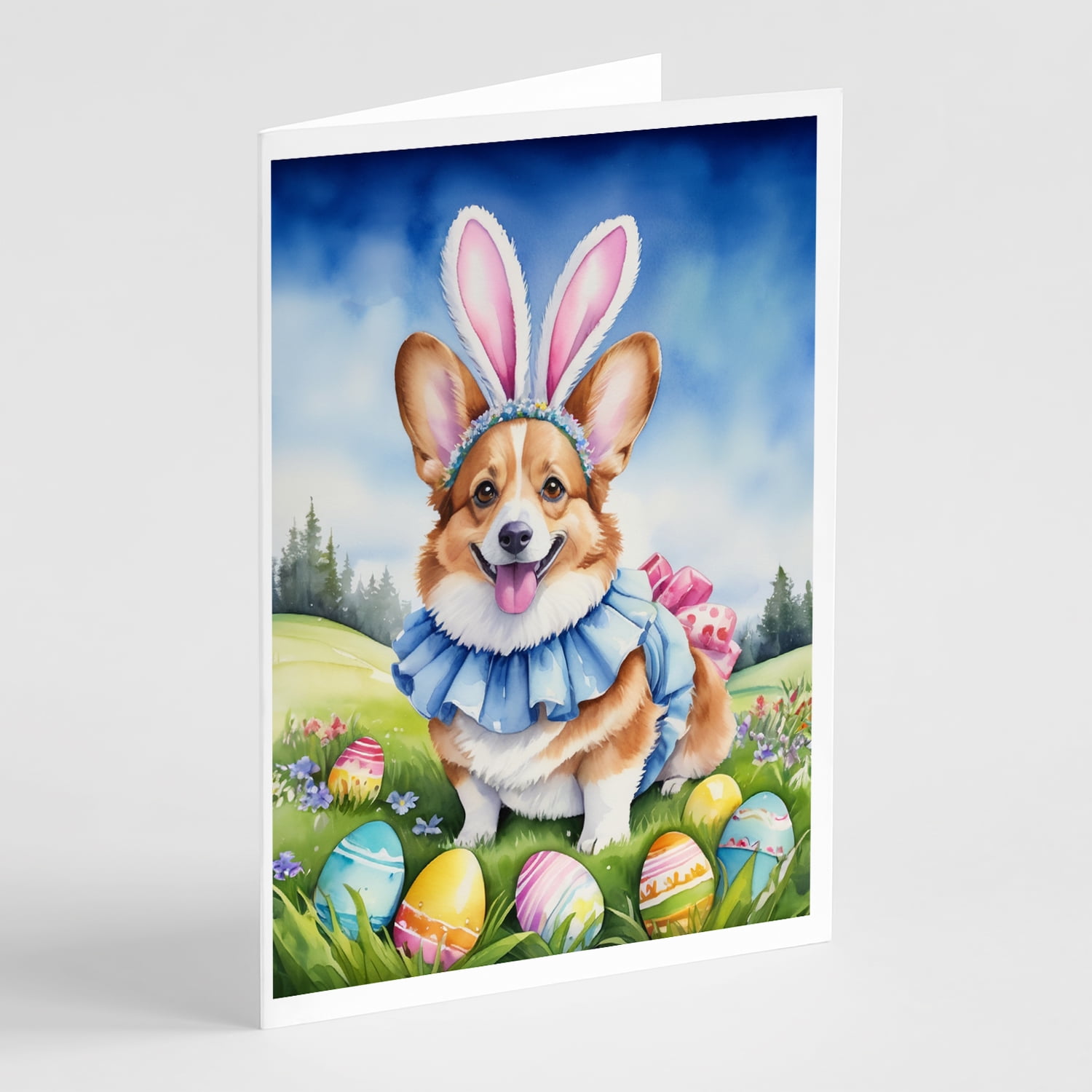 Corgi Easter Egg Hunt Greeting Cards Pack of 8 7 in x 5 in - Walmart.com