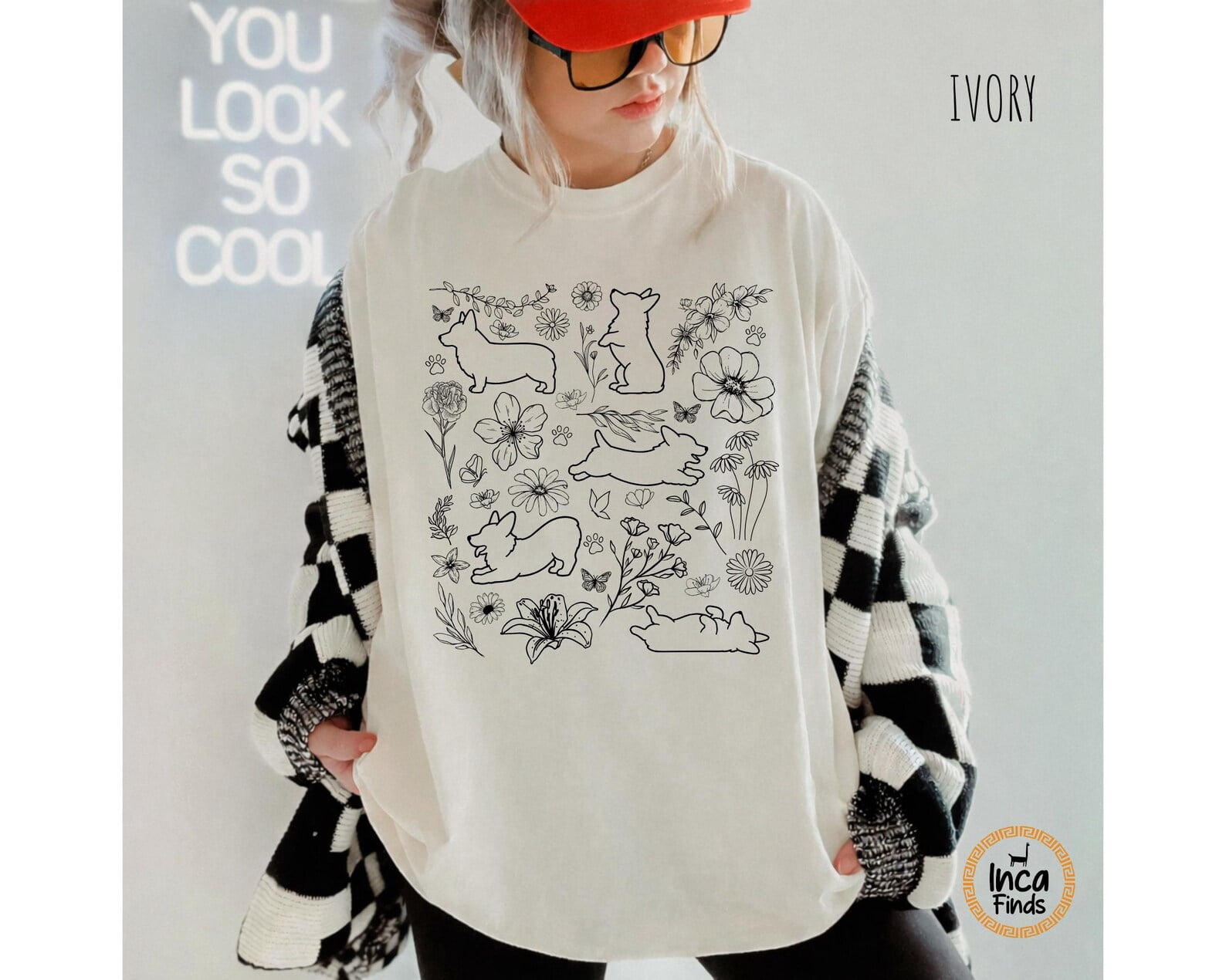 Corgi Flower T-shirt Floral Corgi Shirt Boho Dog Mom Tee Welsh Corgi ...