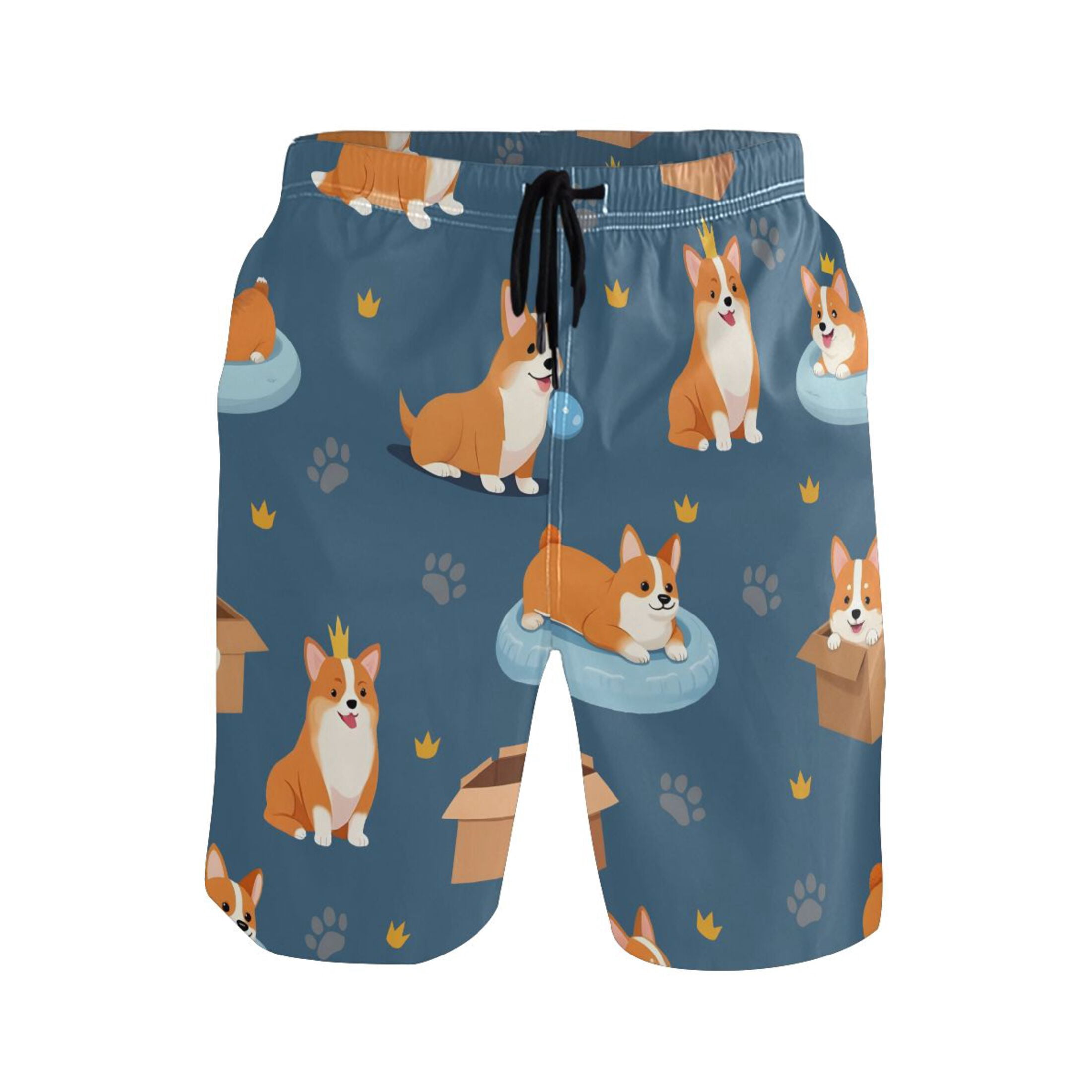 Corgi Footprint Pattern Mens Swim Trunks Quick Dry Board Shorts ...