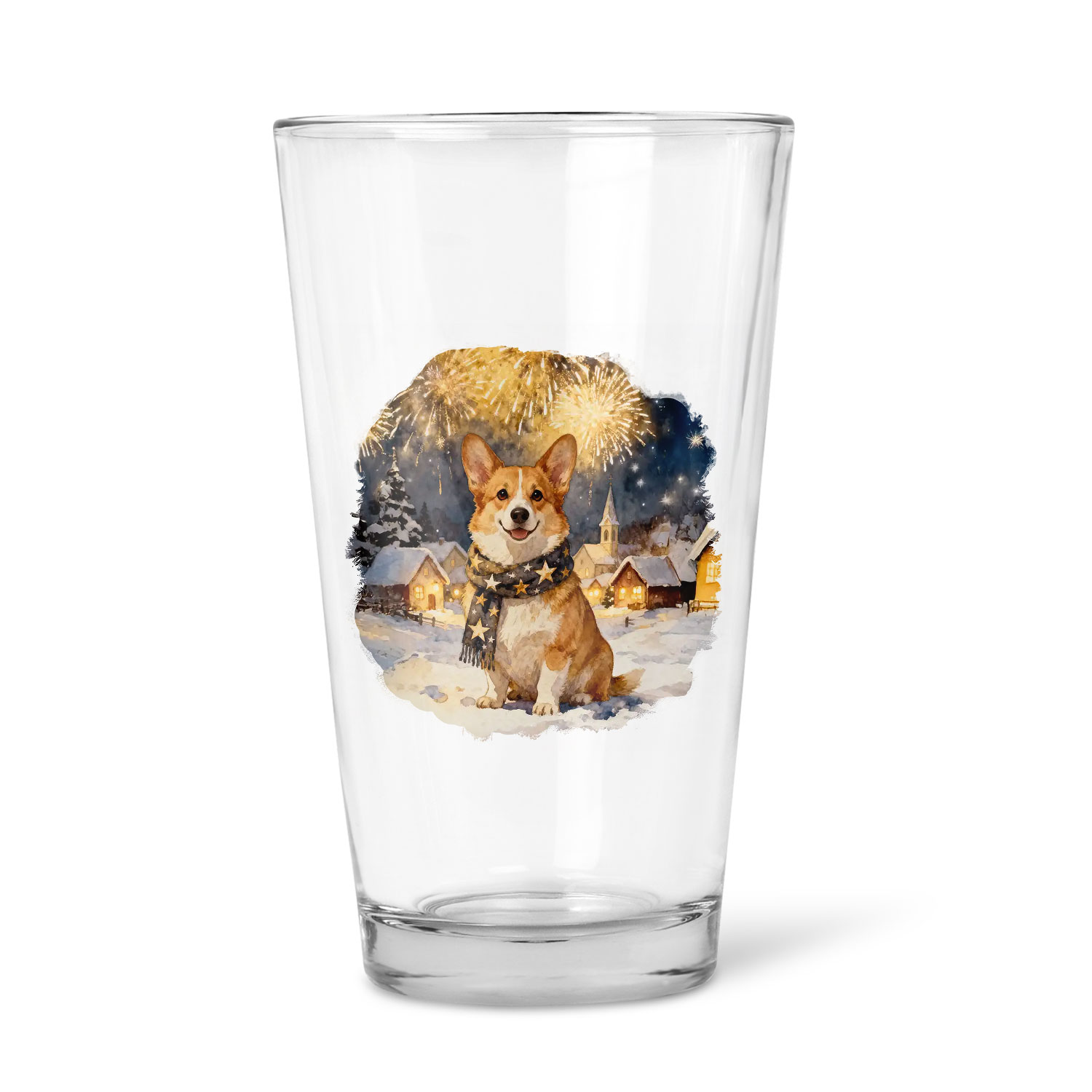 Corgi Happy New Year 2026 with Fireworks on New Year's Eve 16oz Pint ...