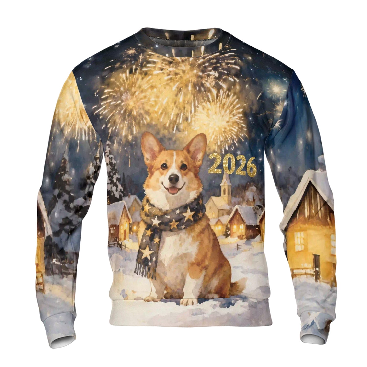 Corgi Happy New Year 2026 with Fireworks on New Year's Eve All Over ...