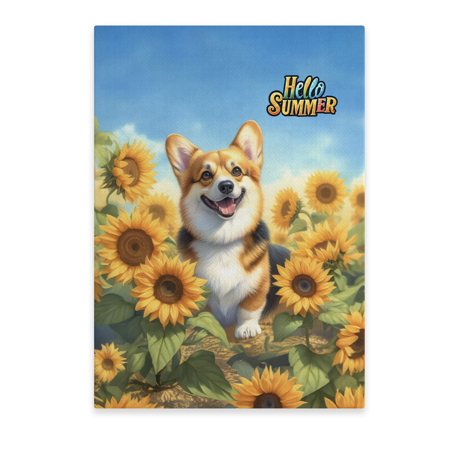 Corgi Hello Summer Sunshine Sunflowers Spring Retro Vintage Vertical ...