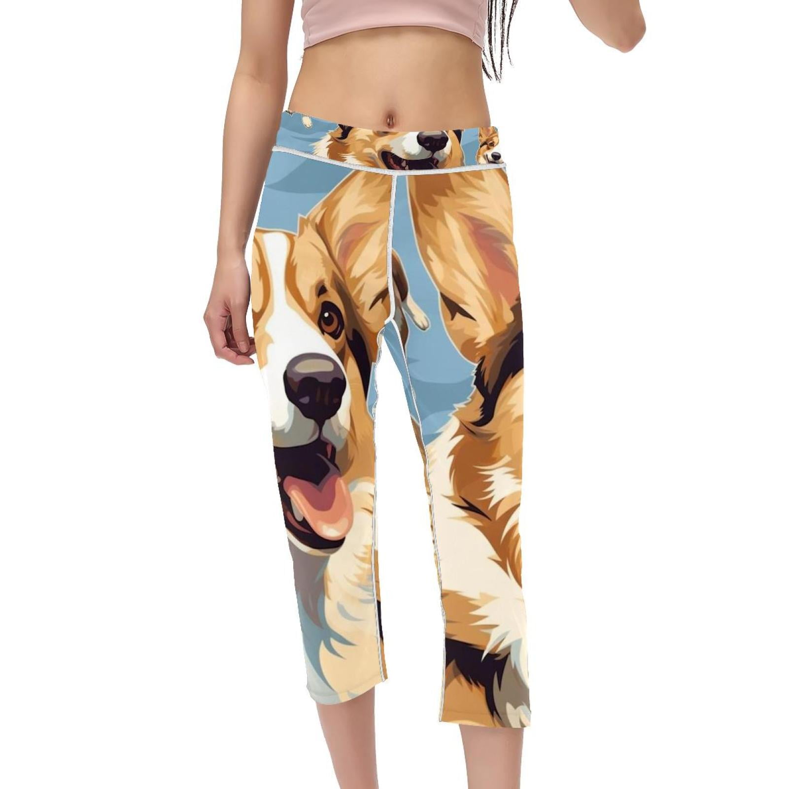 Corgi High Waist Capris Not See-Through Printed Women's Leggings for ...