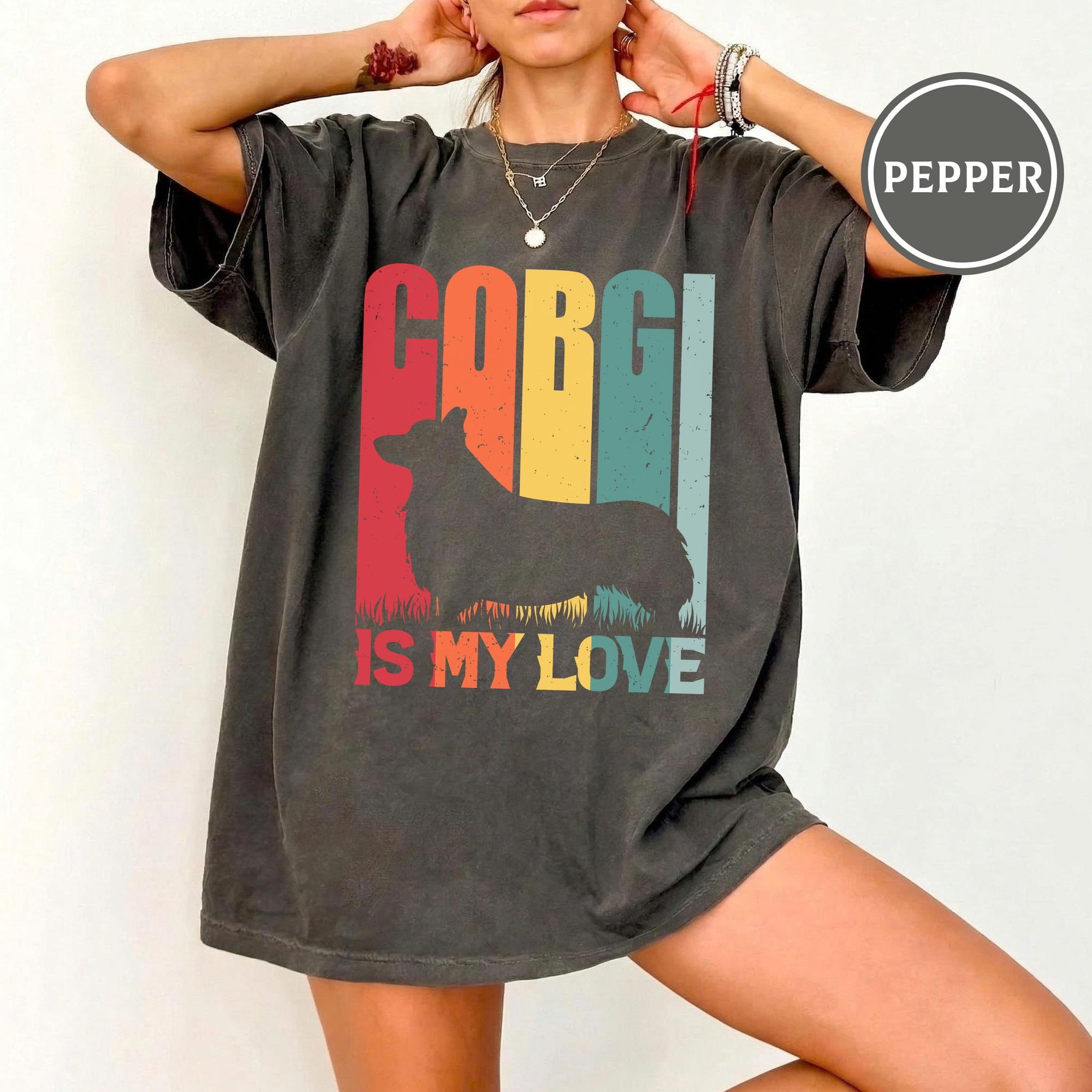 Corgi Is My Love Shirt Retro Sunset Dog Graphic Tee Corgi Mom Gift Cute ...