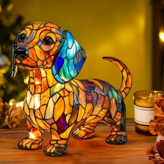 Euaioeiu Cute Puppy Lamp, Dog Series Art Night Light, Stained Resin ...