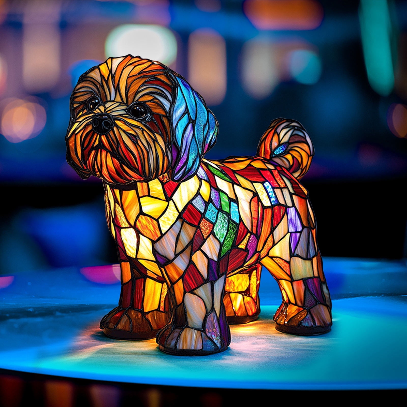 Corgi Lamp and Pug Lamp, Dog Series Art Night Light, Stained Resin Tabletop Night Light, Cute ...