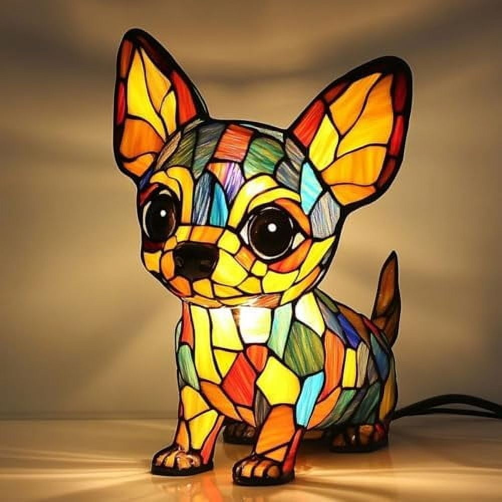 Corgi Lamp and Pug Lamp, Stained Resin French Bulldog Tabletop Night ...