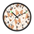 Corgi Love Pattern Wall Clock 12 Inch Voice Activated Night Light ...