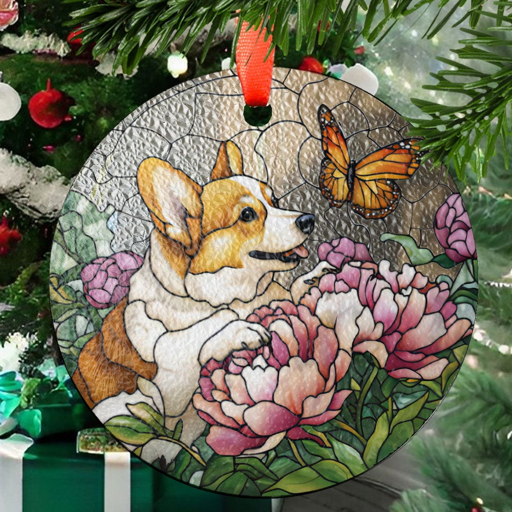 Corgi Memorial Stained Glass Suncatcher, Lilac Flowers suncatcher, Lily ...