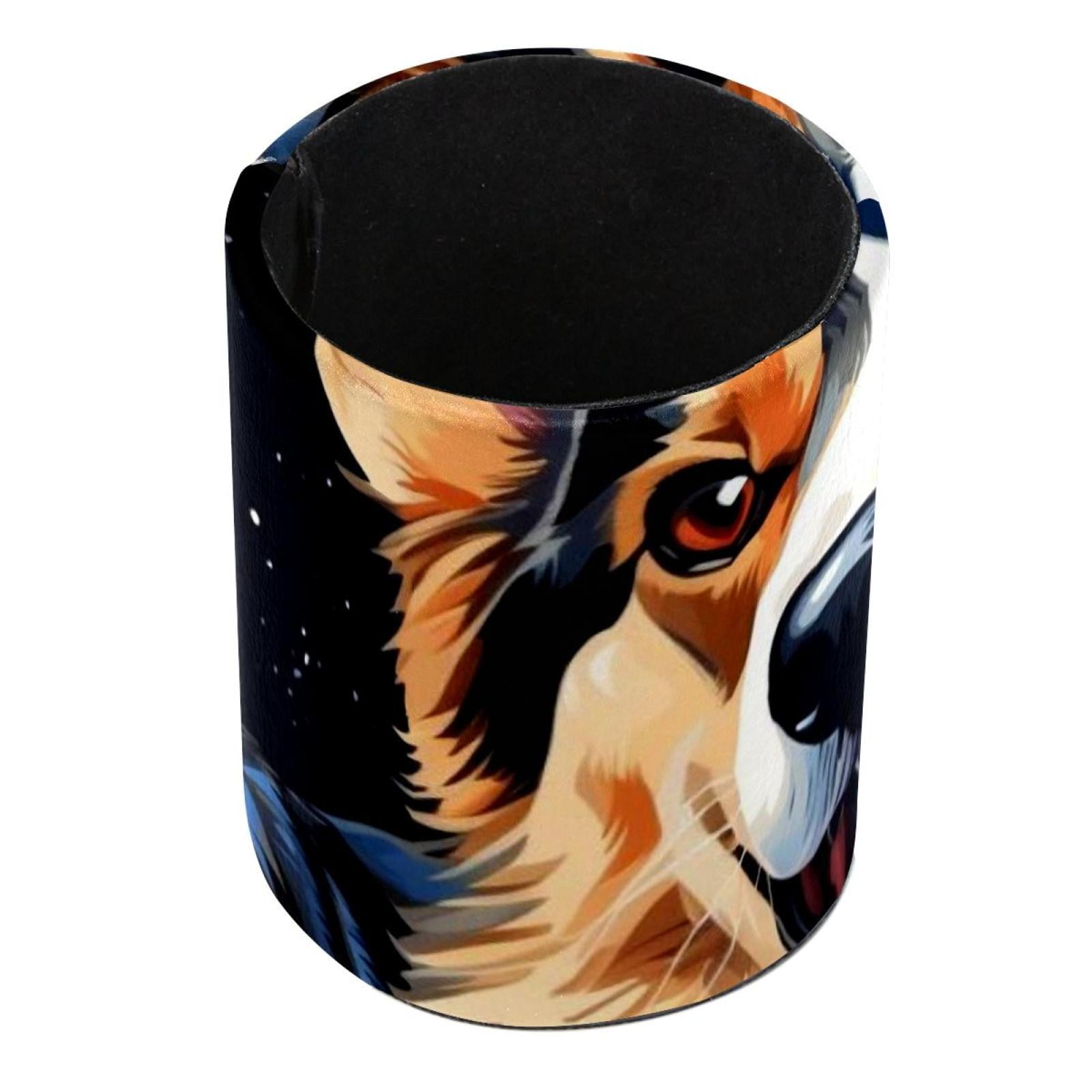 Corgi PVC Leather Cylinder Pen Holder with Flannel Lining, Cardboard ...