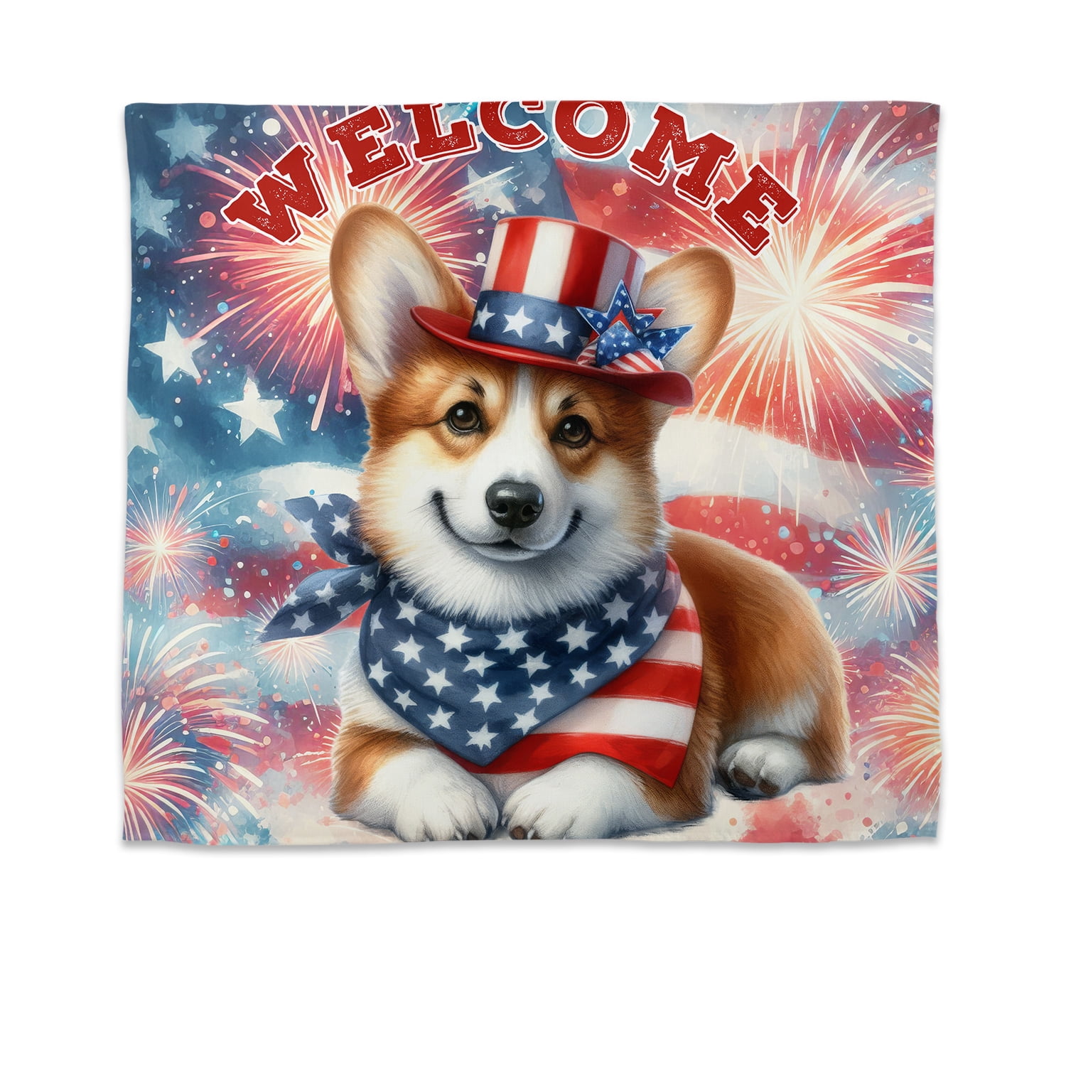 Corgi Patriotic Welcome for 4Th of July Independence Day Tapestry Welsh ...
