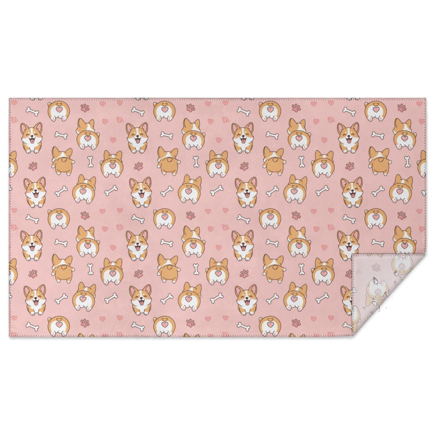 Corgi Paw Bone Pink Pattern Rectangular Tablecloth 60x102 Inch ...