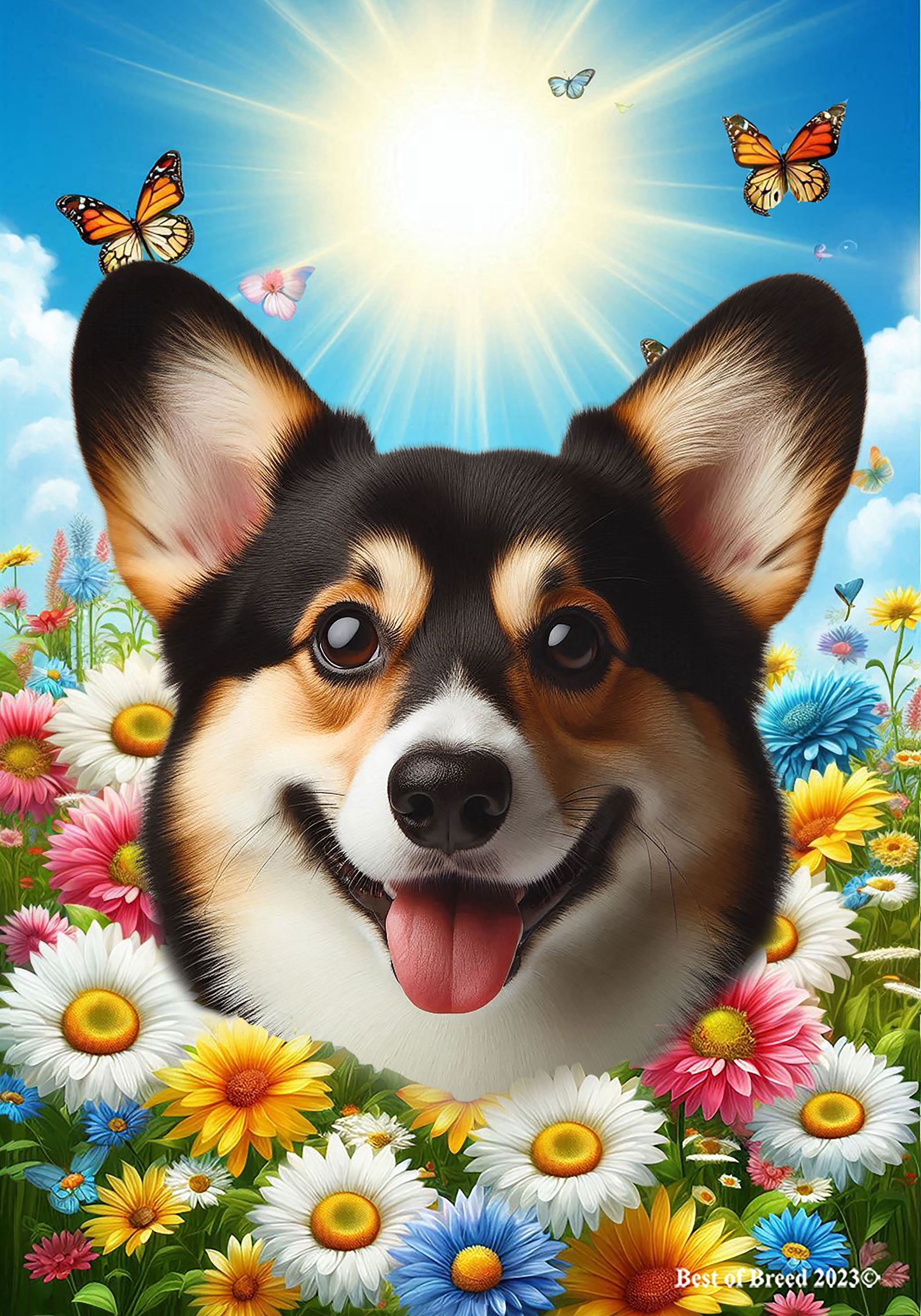 Corgi Pembroke Welsh Tri - Best of Breed Summer Butterflies Outdoor ...