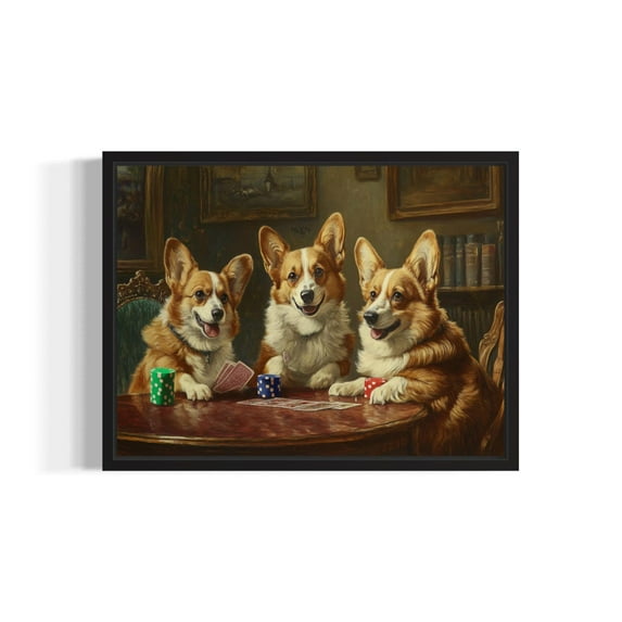 Corgi Playing Cards Art Print, Dog Poker Man Cave Humor Wall Art Decor, Dog Lover, Pet Artwork ...