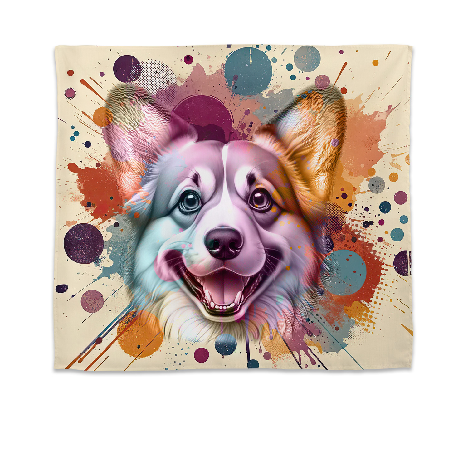 Corgi Portrait Watercolor Vintage Retro Styles Tapestry Welsh Corgi Dog ...