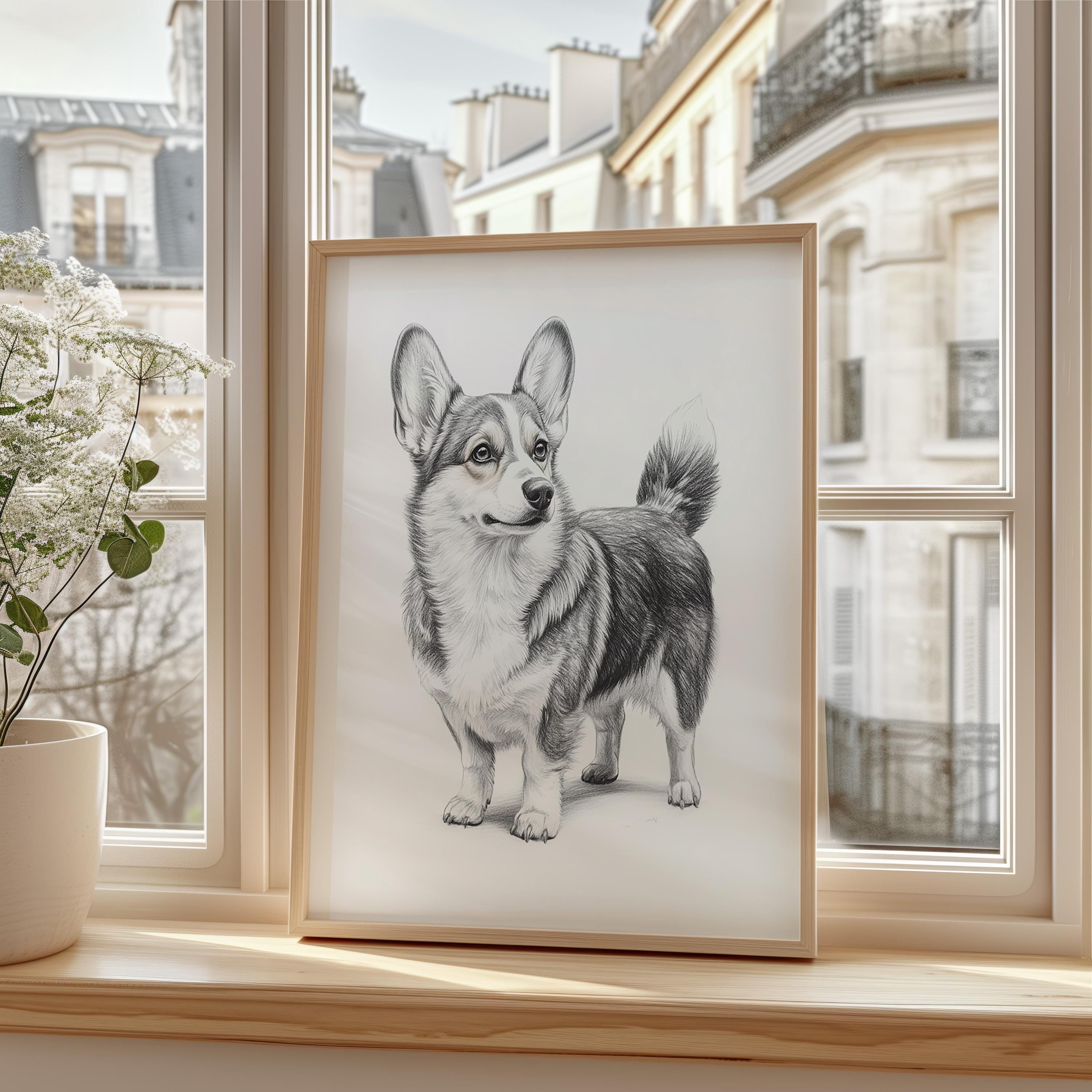Corgi Print Poster Corgi Dog Home Decor Poster Doodle Pet Wall Art ...