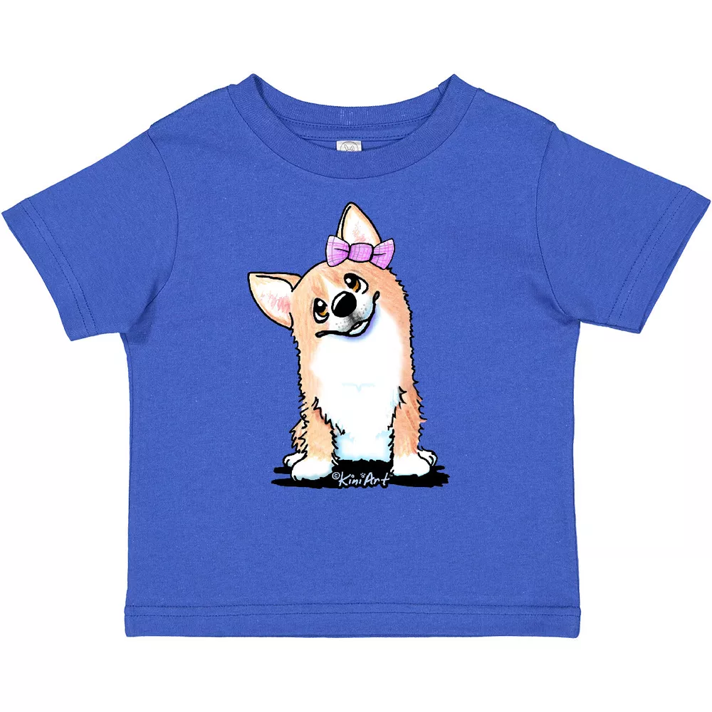Corgi Puppy Girl Toddler T-Shirt - Kiniart Pembroke Welsh Cardigan Dog ...
