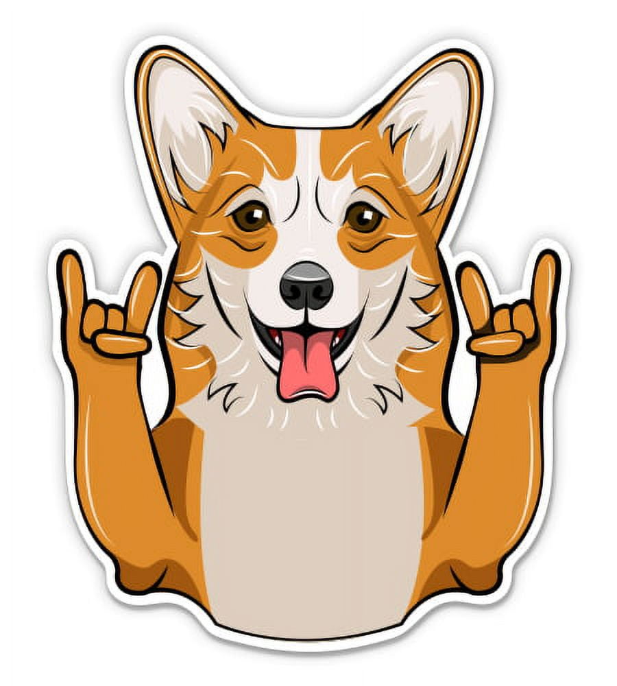 Corgi Rock On - 5" Vinyl Sticker - For Car Laptop I-Pad - Waterproof ...