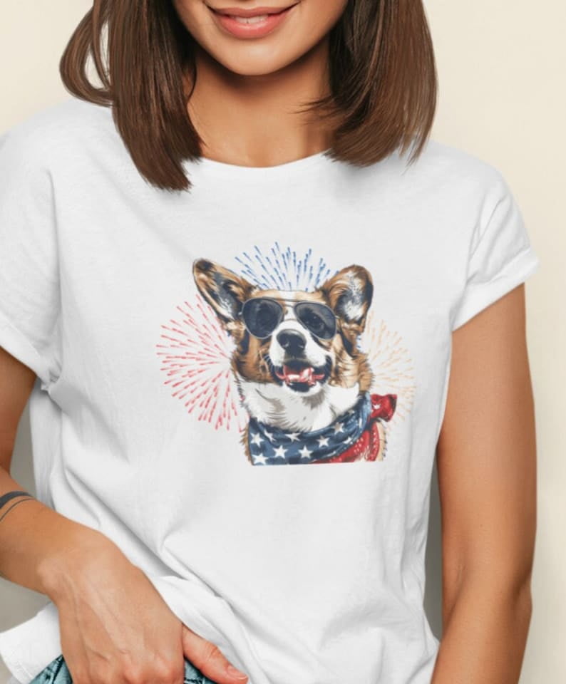 Corgi Shirt Patriotic Corgi T-Shirt with American Flag 4th of July ...