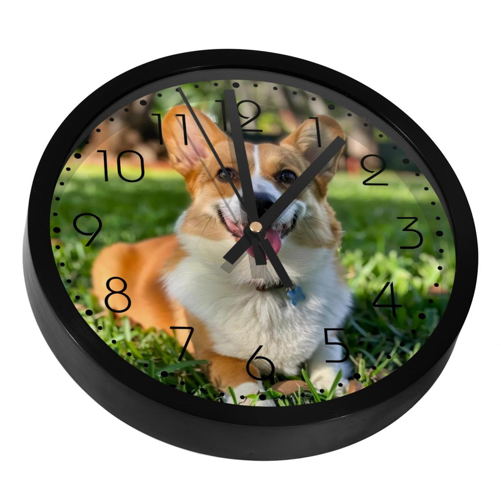 Corgi Sit on Lawn Silent Wall Clock, Non Ticking Battery Operated 9.8 ...