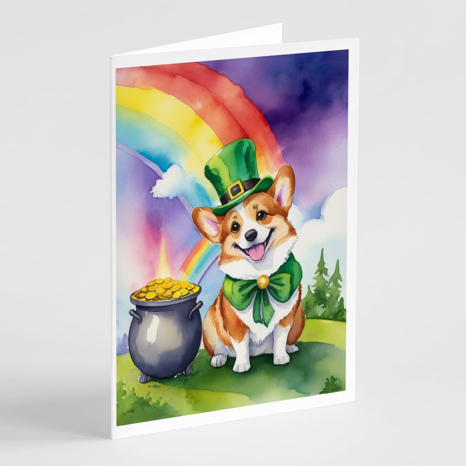 Corgi St Patrick's Day Greeting Cards Pack of 8 7 in x 5 in - Walmart ...