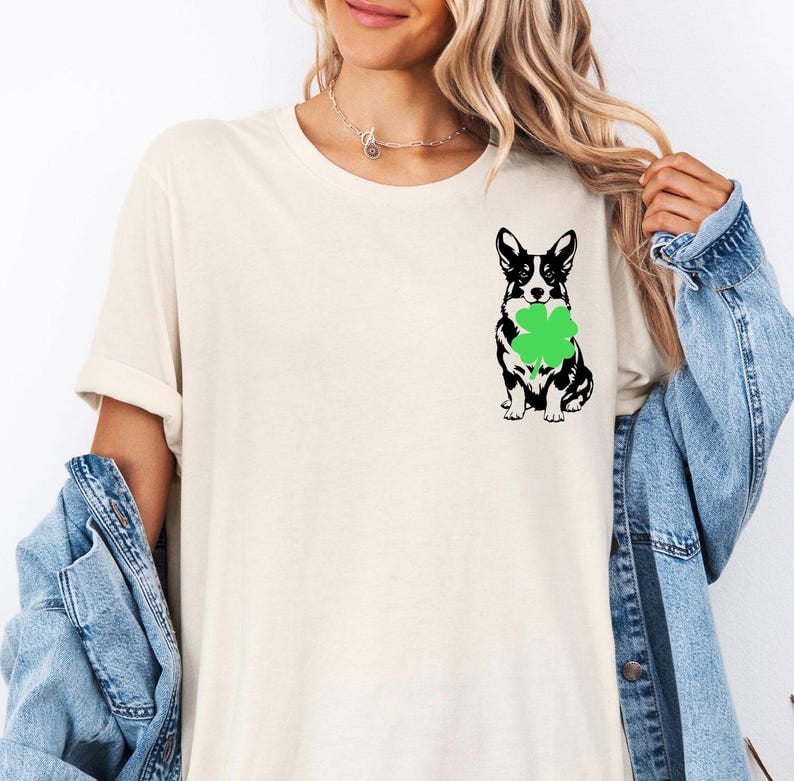 Corgi St Patrick's Day T-shirt, Lucky Corgi Shirt, Irish Corgi Lover ...
